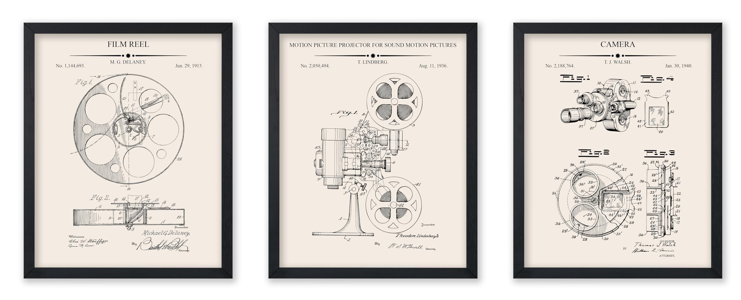 Poster Master 3-Piece Movie Film Reel Blueprint Poster - Projector ...