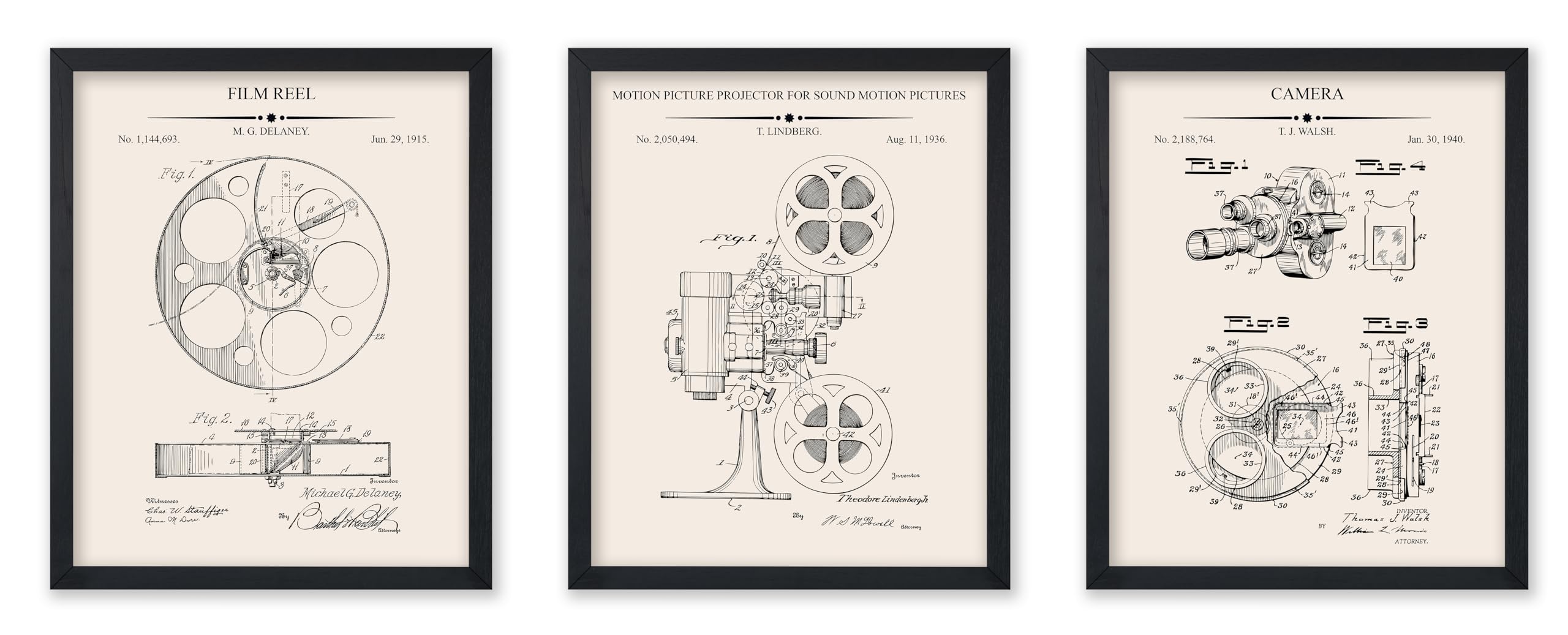 Poster Master 3-Piece Movie Film Reel Blueprint Poster - Projector ...
