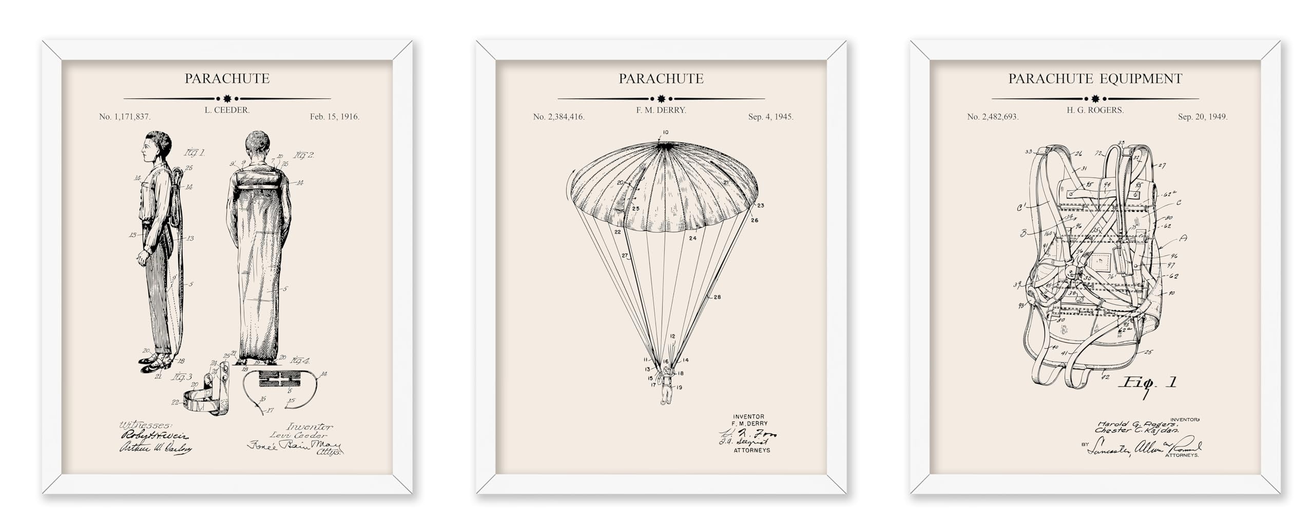 Poster Master 3-Piece Parachute Blueprint Poster - Parachute Apparatus ...