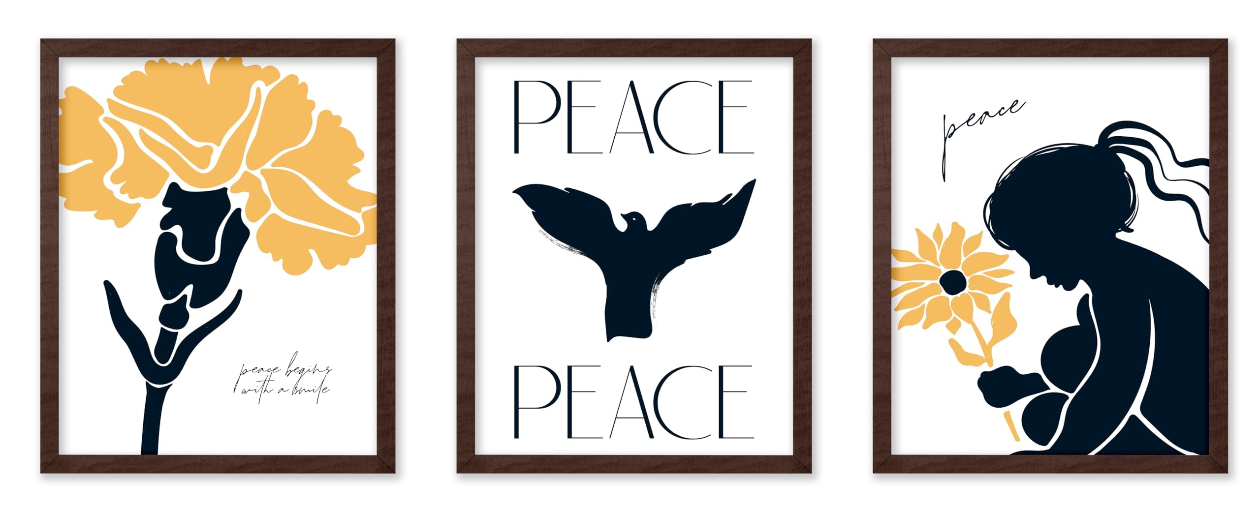 Poster Master 3-Piece Peace Poster - Peace Sign Print - Peace Dove Art ...