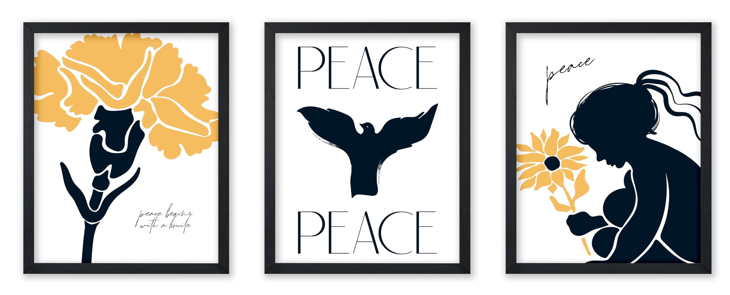Poster Master 3-Piece Peace Poster - Peace Sign Print - Peace Dove Art ...