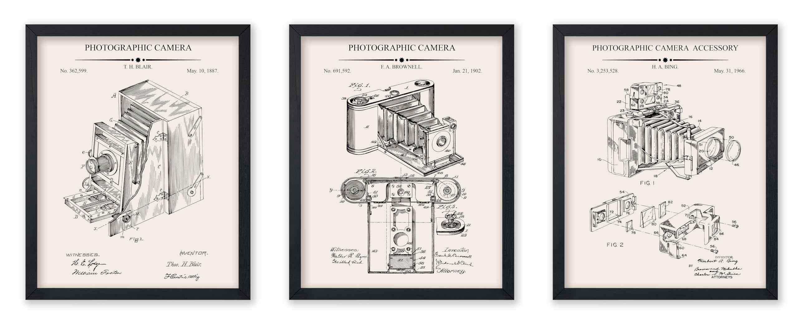 Poster Master 3-Piece Photographic Camera Blueprint Poster - Camera ...