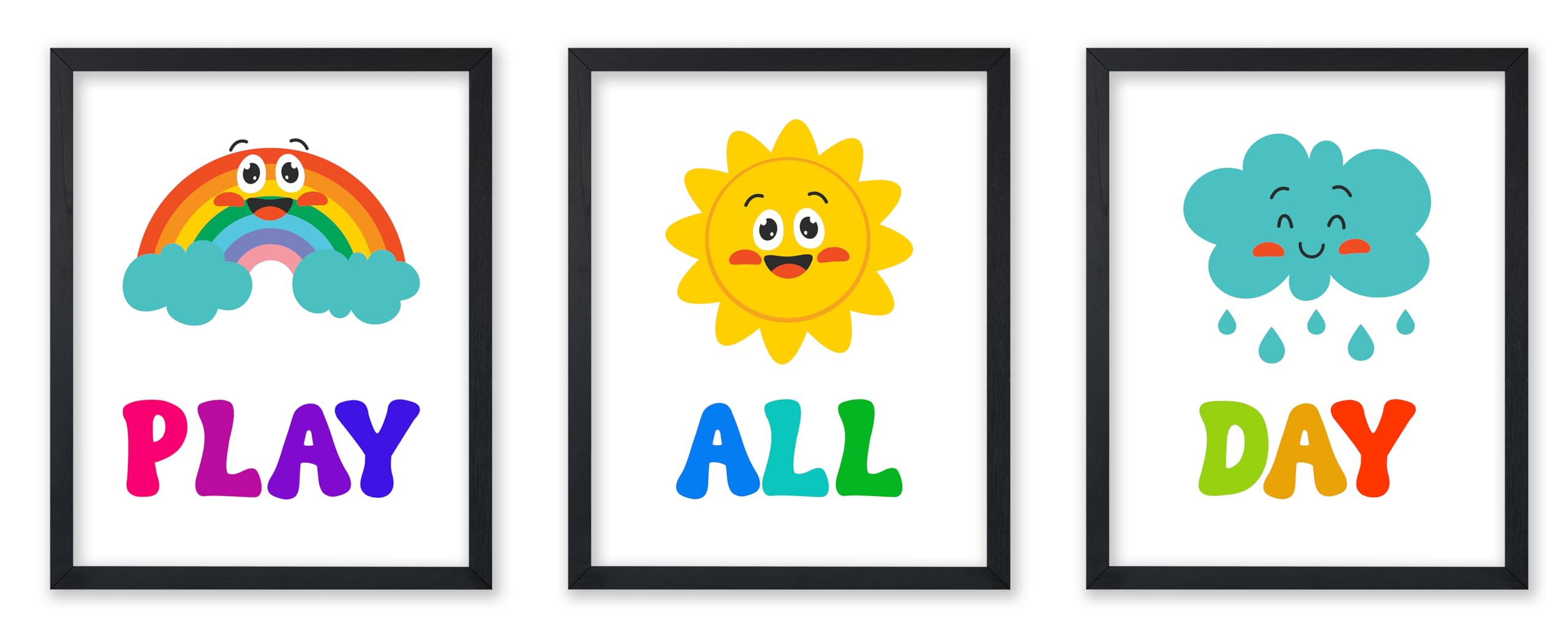 Poster Master 3-Piece Play All Day Poster - Rainbow Print - Sun Art ...