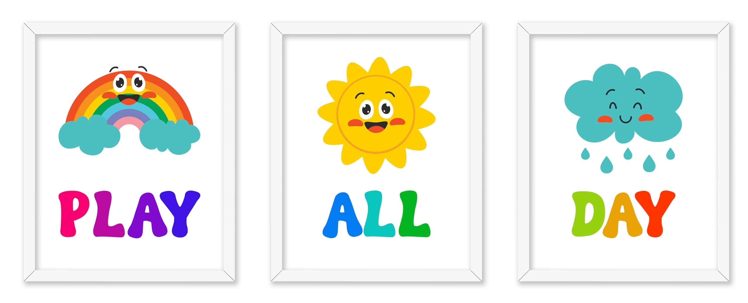 Poster Master 3-Piece Play All Day Poster - Rainbow Print - Sun Art ...
