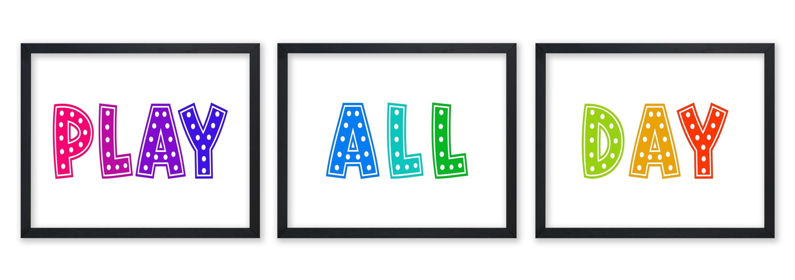 Poster Master 3-Piece Play All Day Poster - Typography Print - Rainbow ...