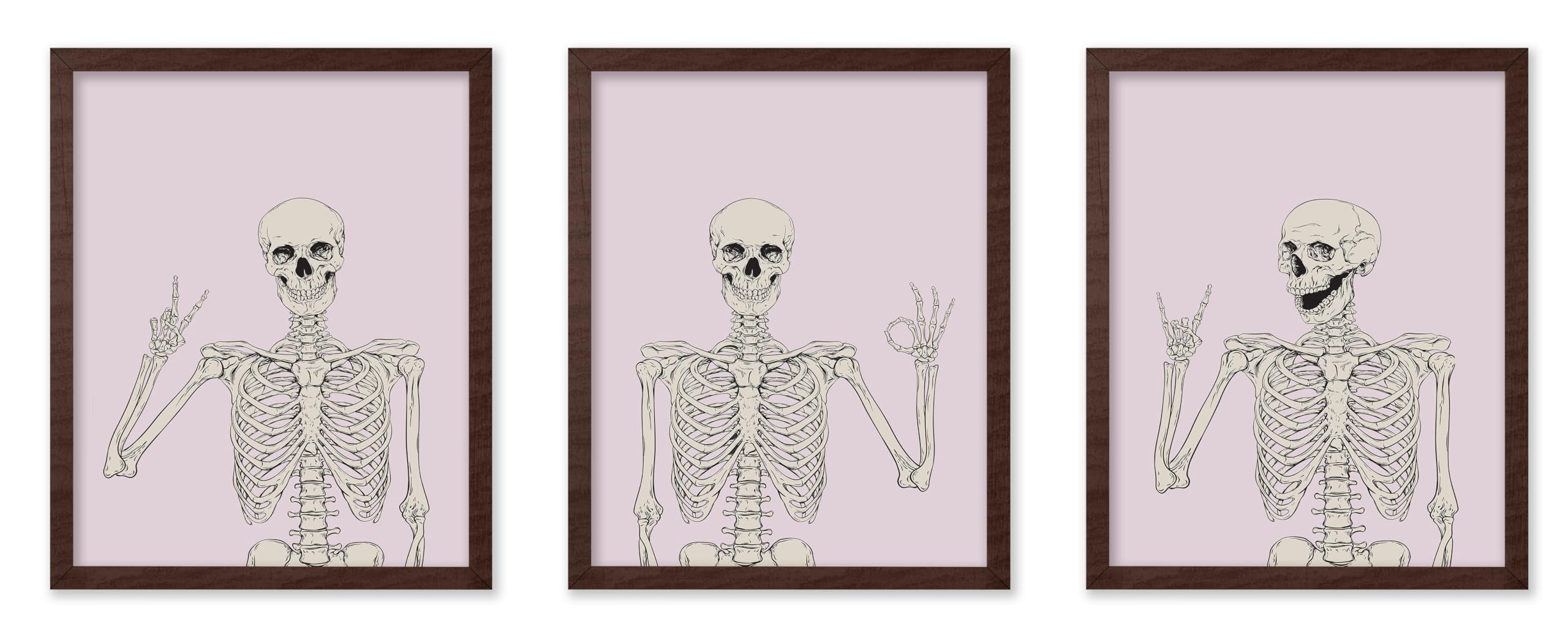 Poster Master 3-Piece Skeleton Poster - Beige Halloween Print - Trendy ...