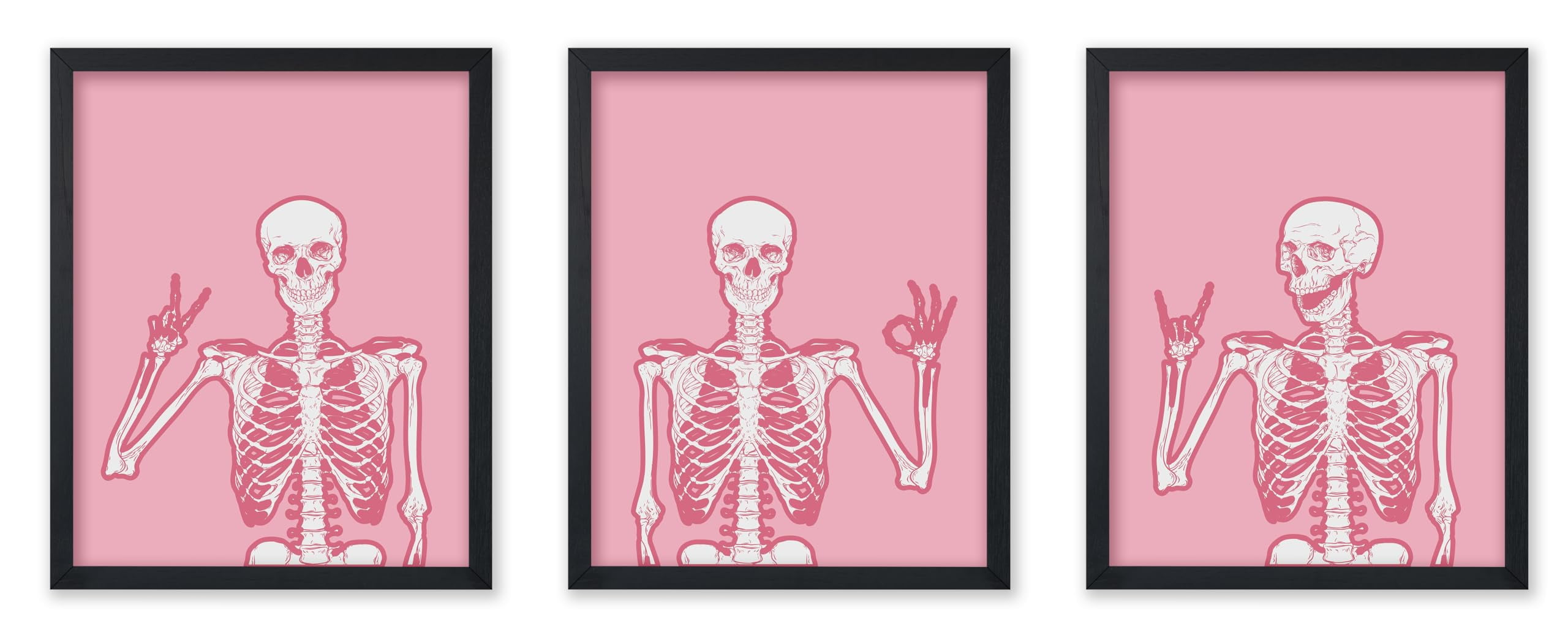 Poster Master 3-Piece Skeleton Poster - Pink Halloween Print - Preppy ...