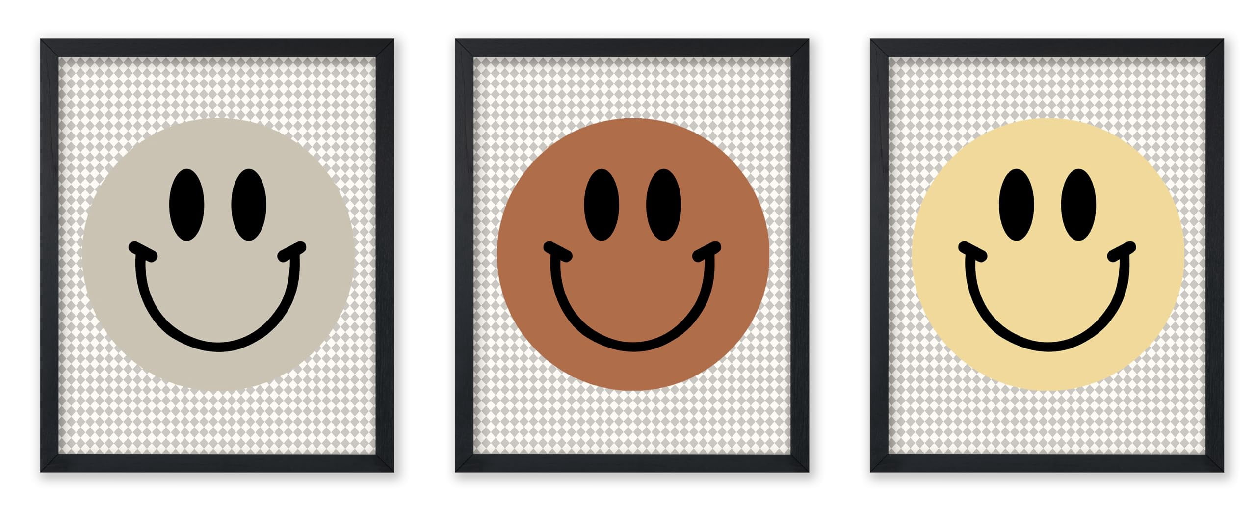 Poster Master 3-Piece Smiley Face Poster - Smile Print - Checkered Art ...