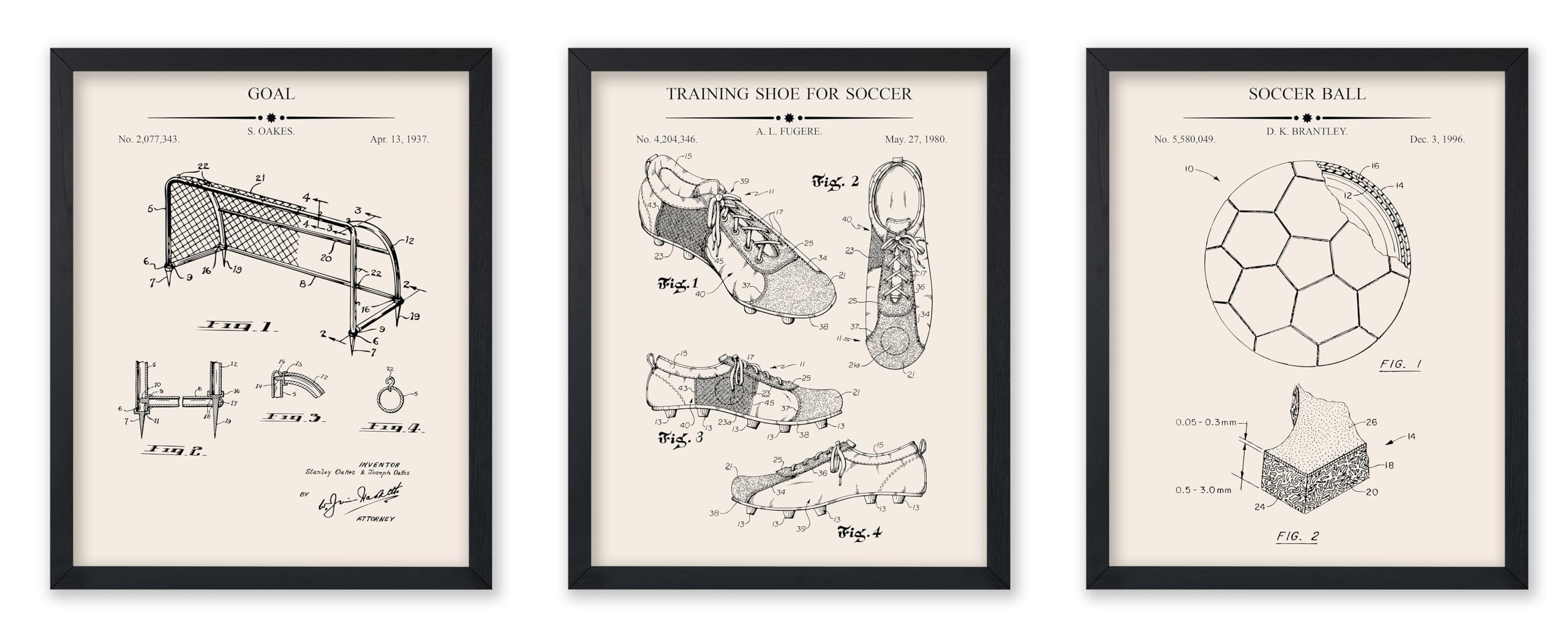 Poster Master 3-Piece Soccer Blueprint Poster - Goal Patent Print ...