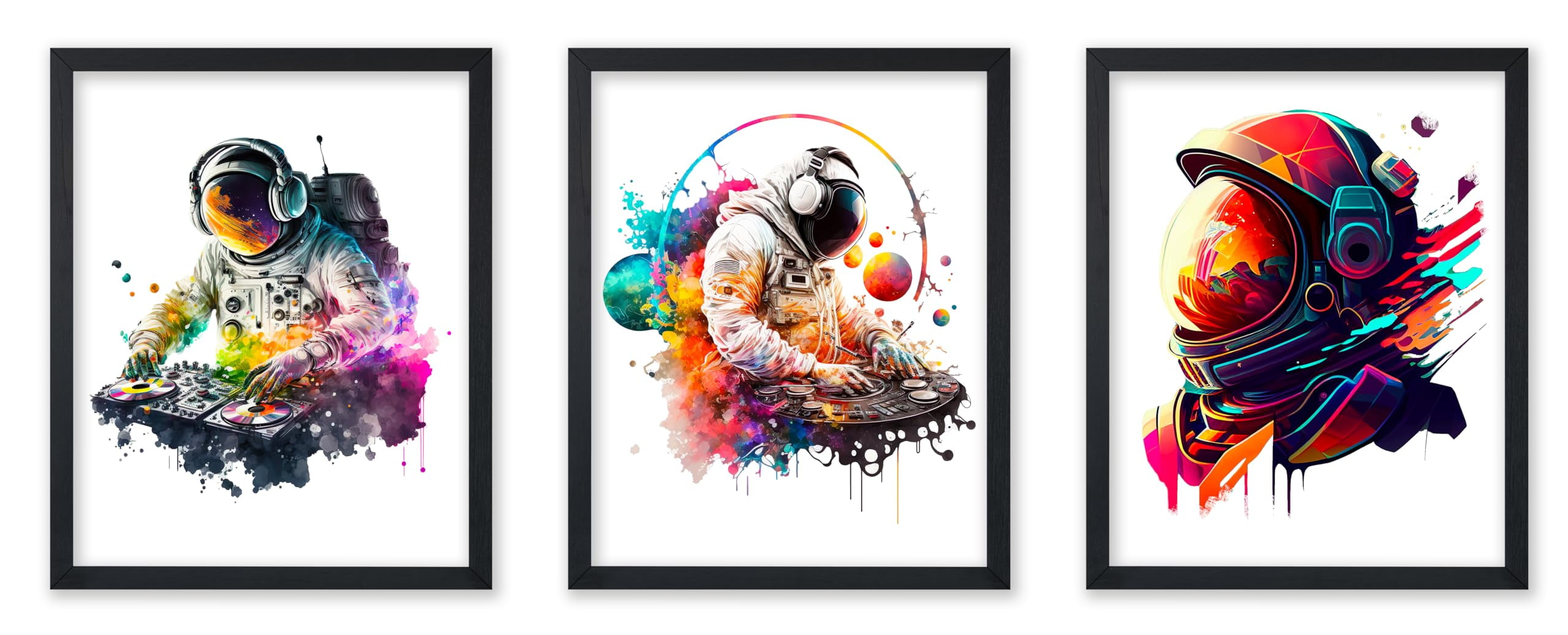 Poster Master 3-Piece Space Poster - Retro Illustration Print - 8x10 ...