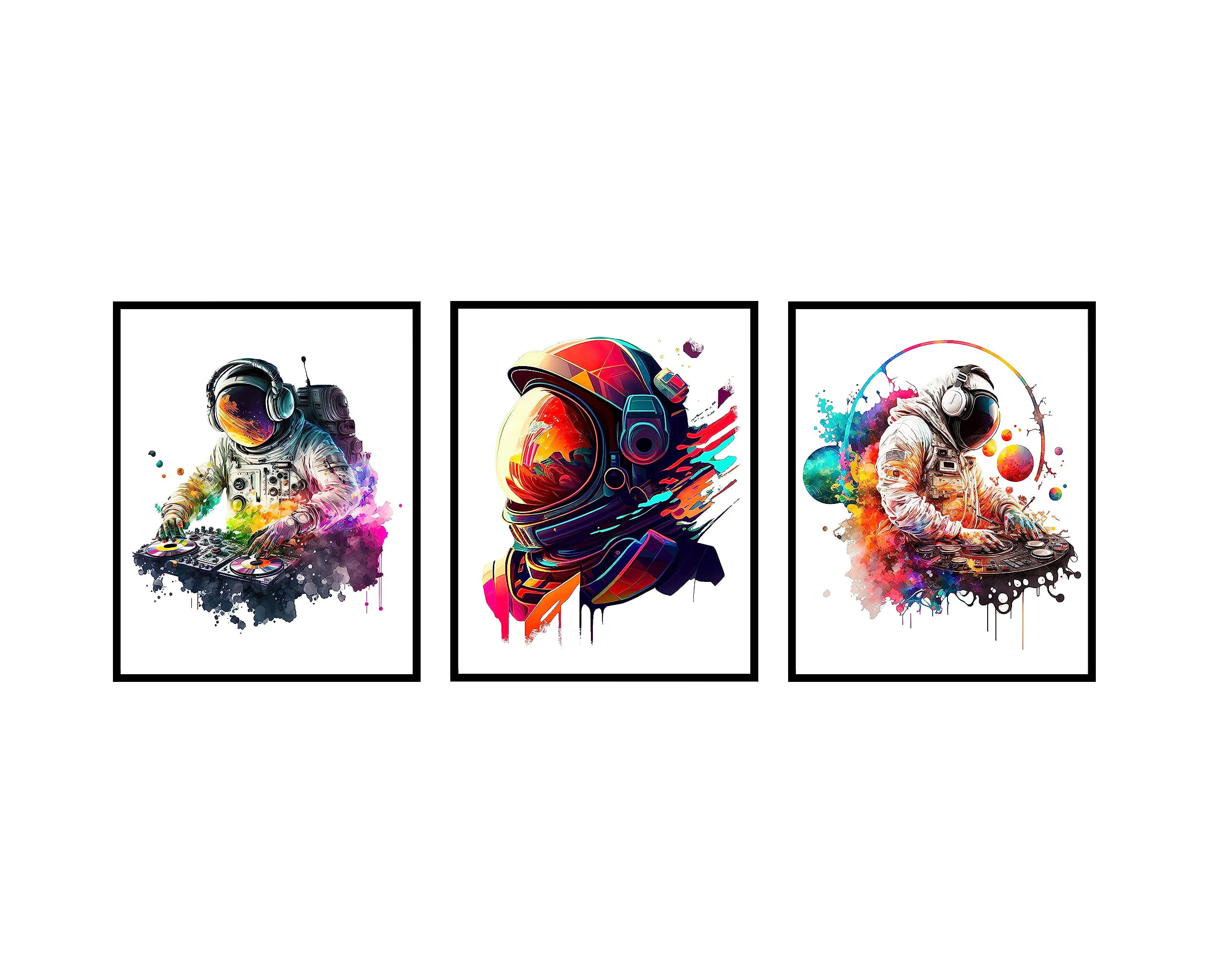 Poster Master 3-Piece Space Poster - Retro Illustration Print - 8x10 ...