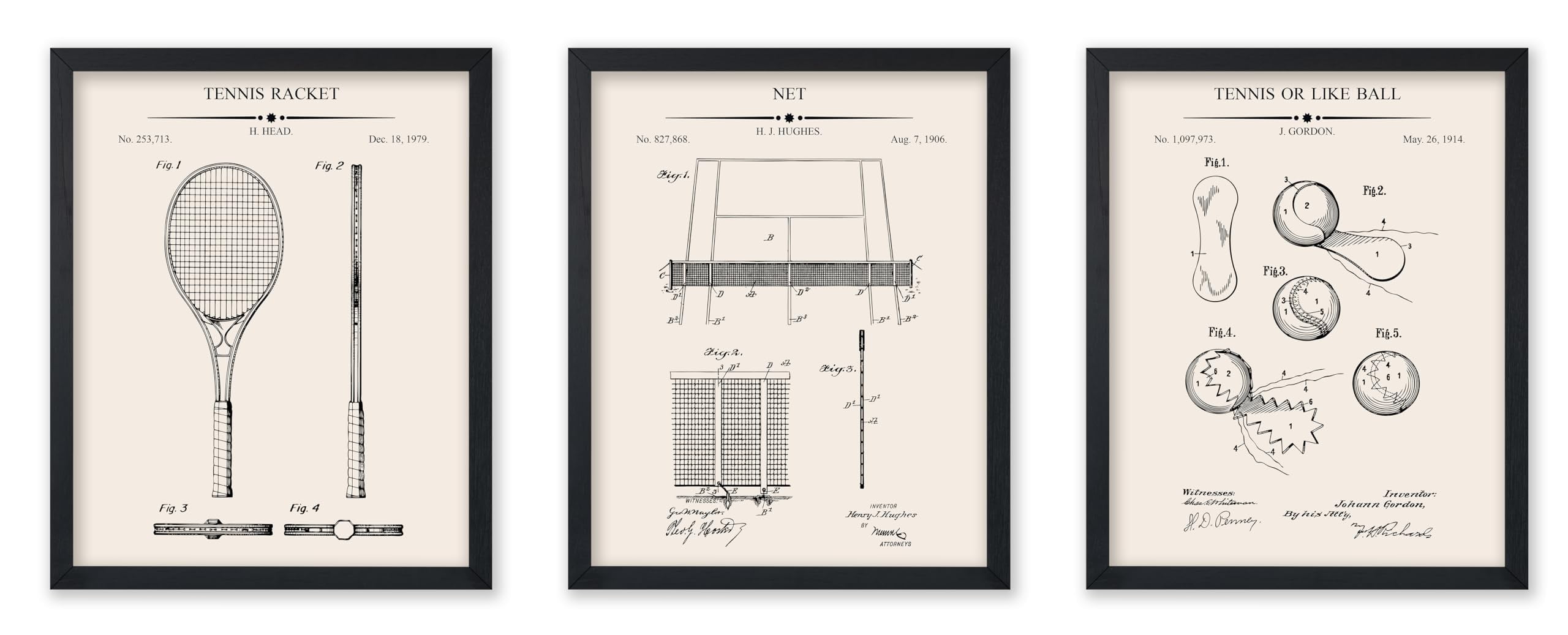Poster Master 3-Piece Tennis Blueprint Poster - Tennis Racket Patent ...