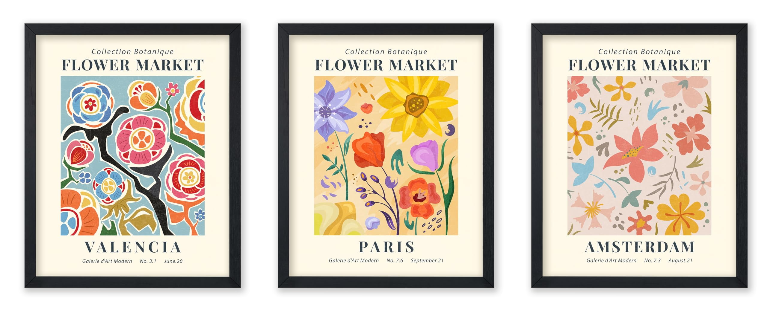 Poster Master 3-Piece Vintage Flower Market Poster - Retro Flower Print ...