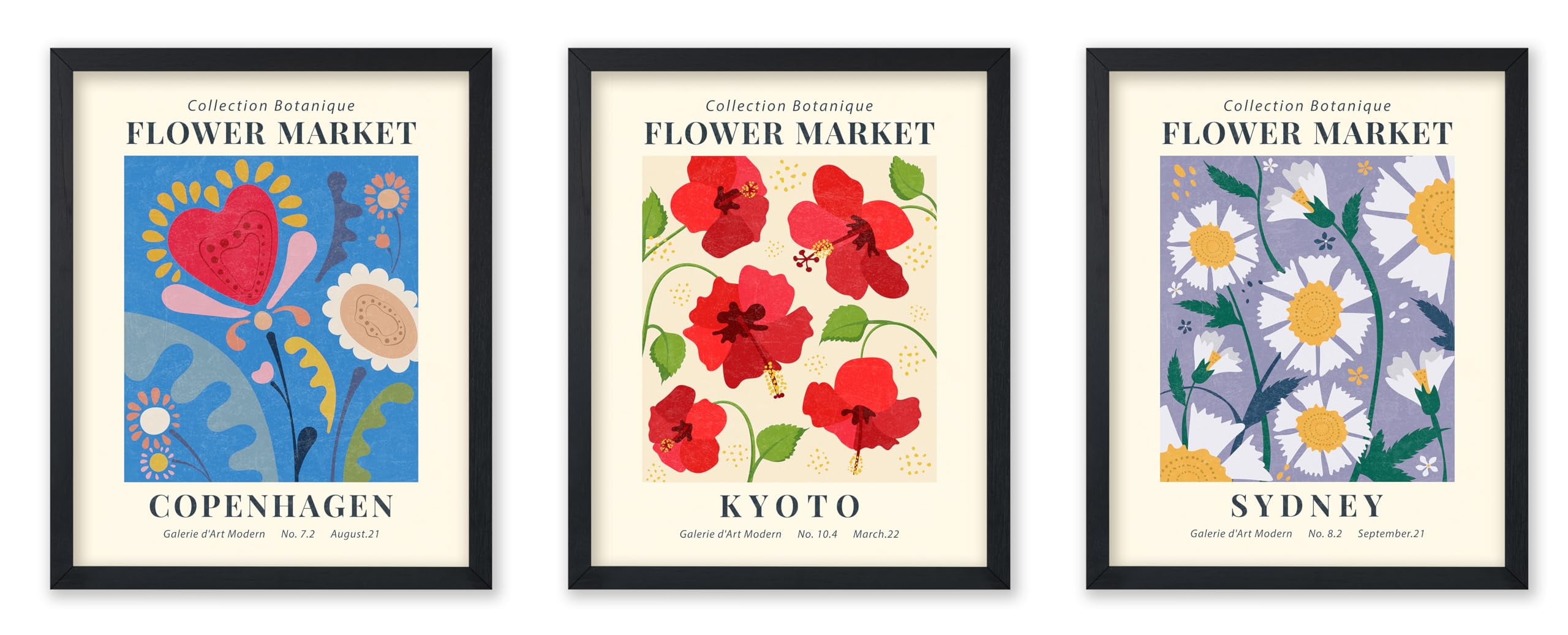 Poster Master 3-Piece Vintage Flower Poster - Retro Flower Market Print ...