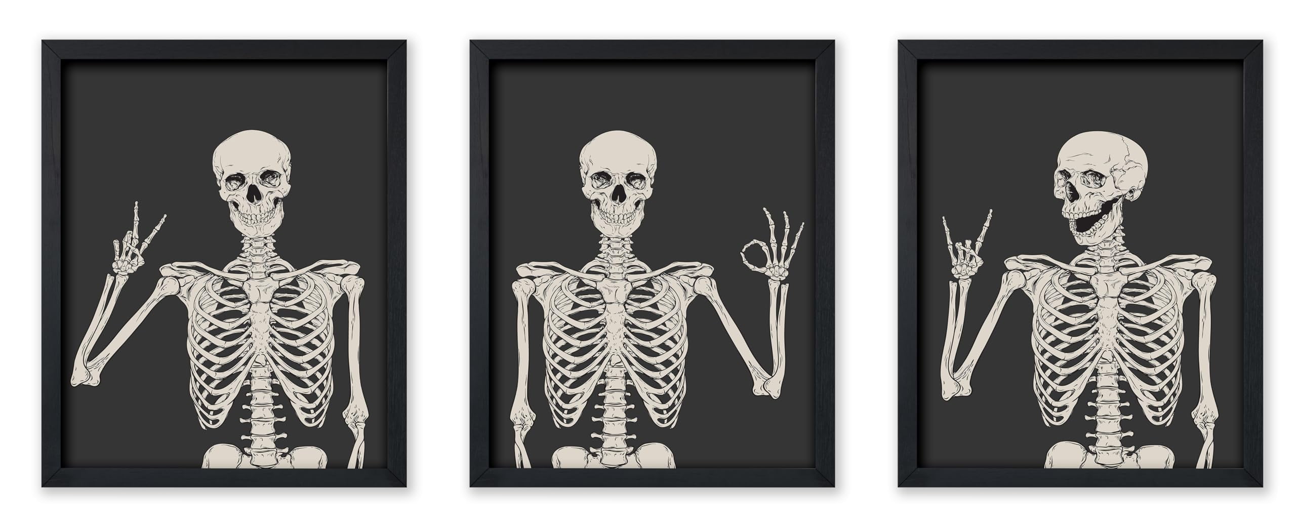 Poster Master 3-Piece Vintage Halloween Poster - Retro Skeleton Print ...