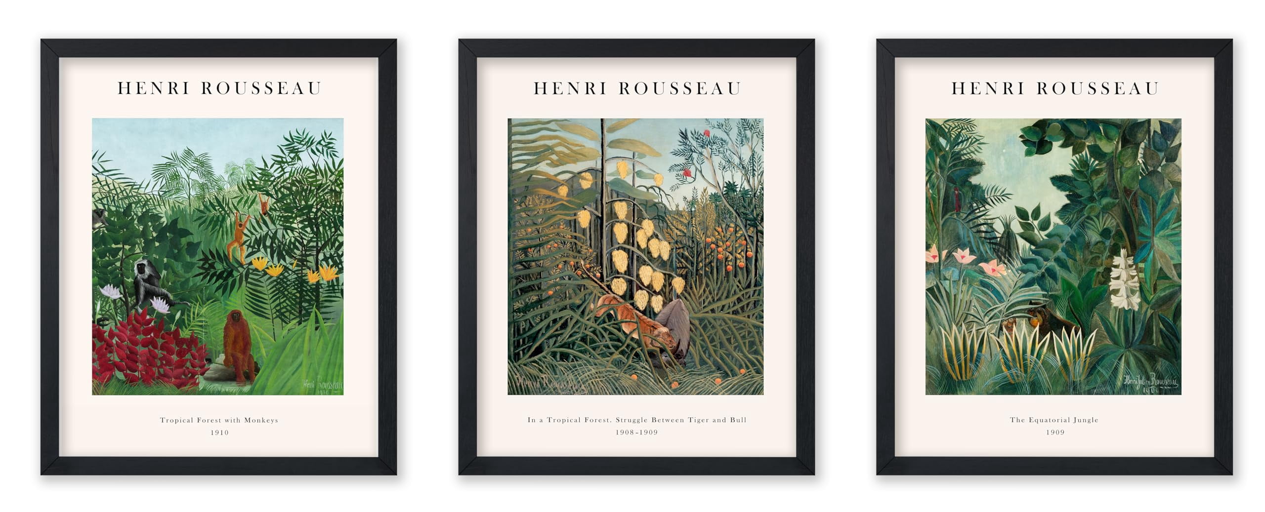 Poster Master 3-Piece Vintage Henri Rousseau Poster - Retro Forest ...