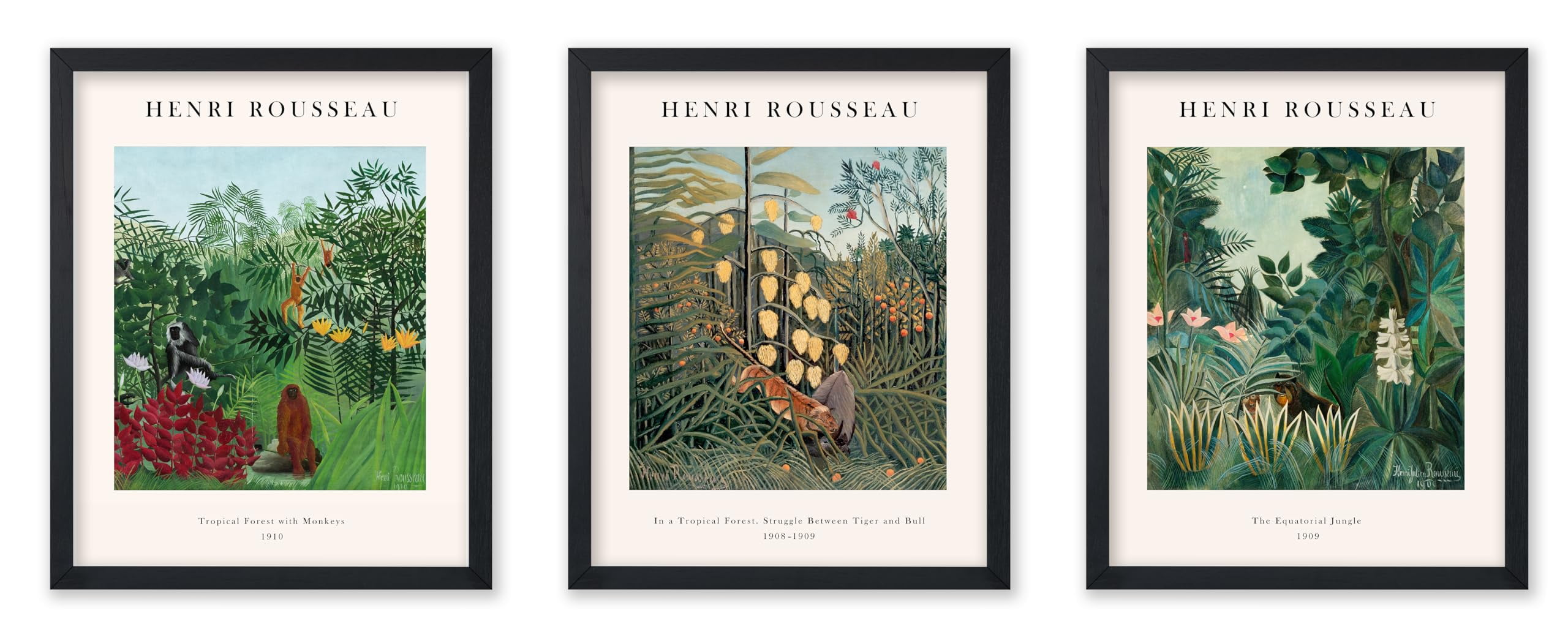 Poster Master 3-Piece Vintage Henri Rousseau Poster - Retro Forest ...