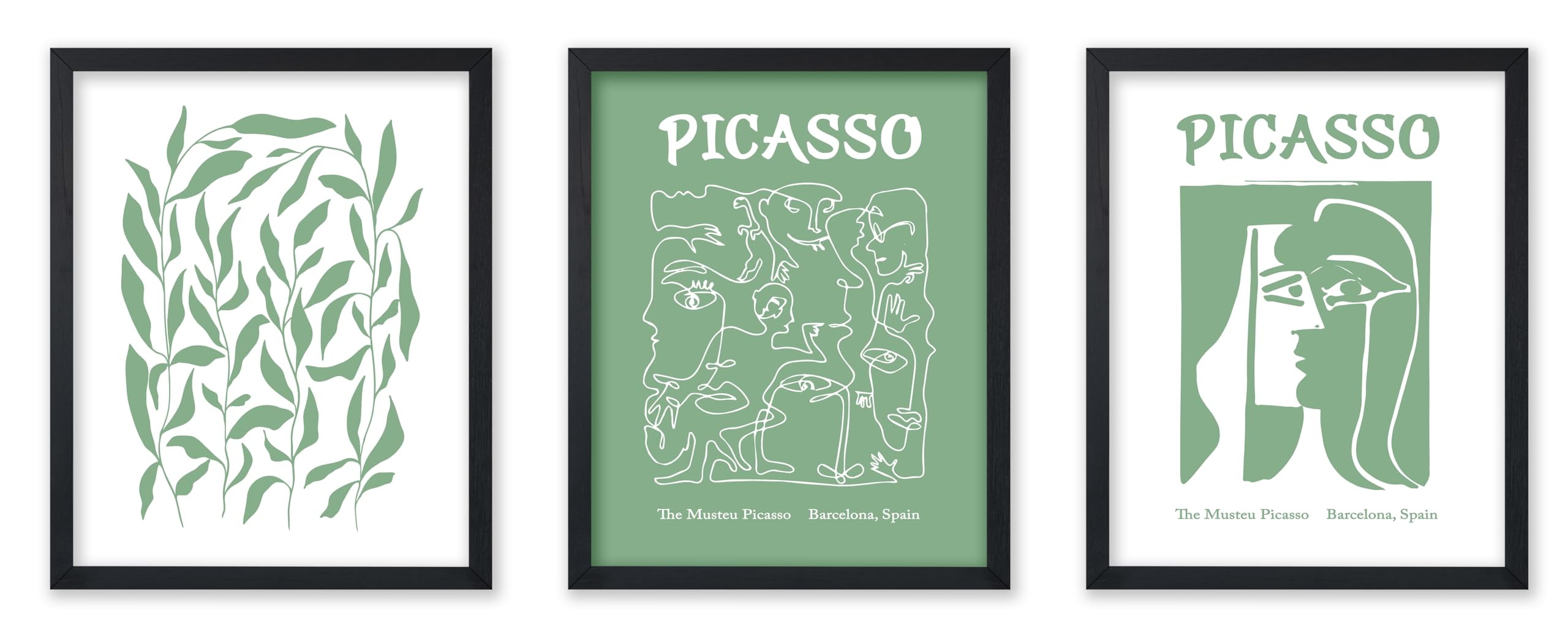 Poster Master 3-Piece Vintage Picasso Poster - Minimalist Print - Green ...