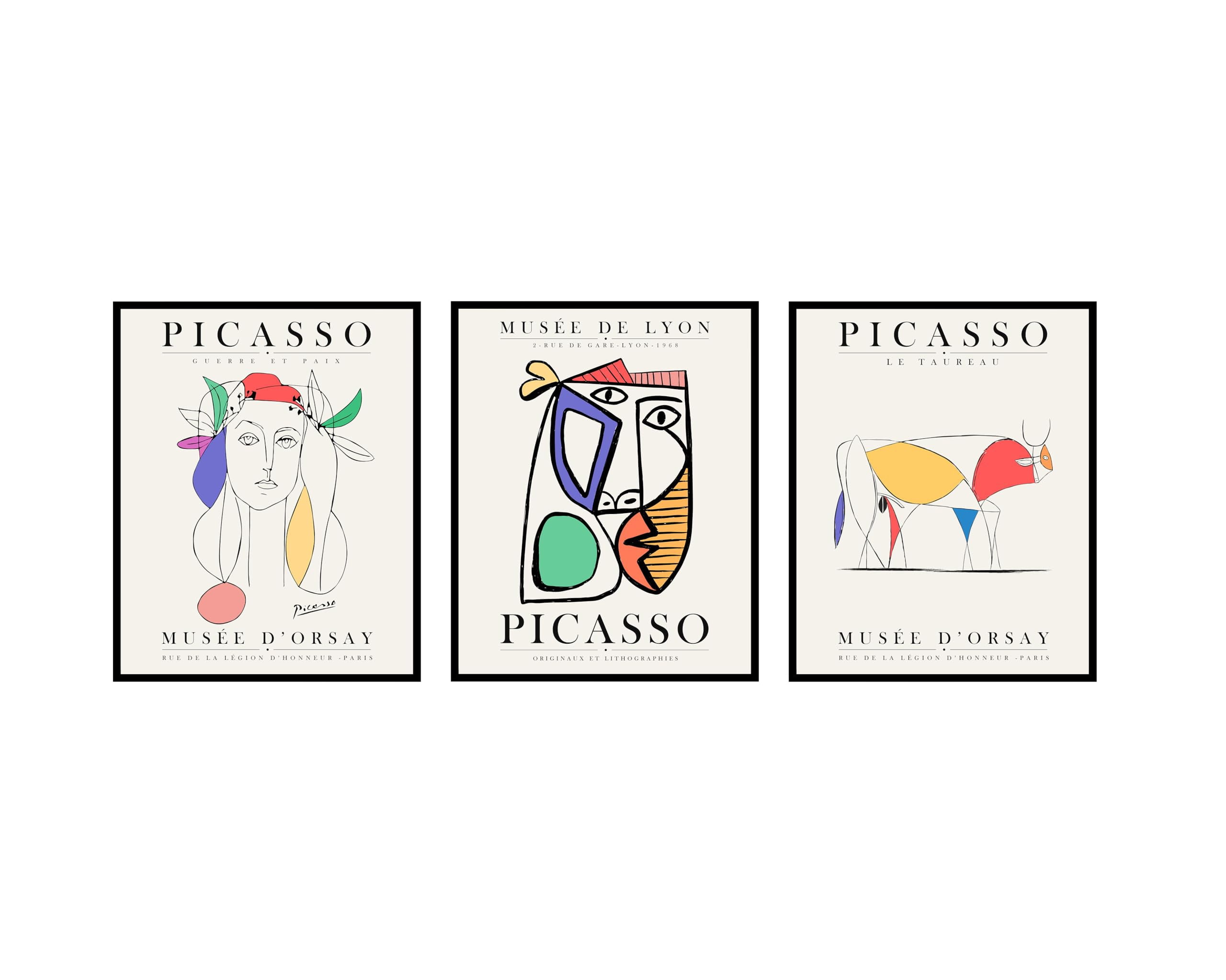 Poster Master 3-Piece Vintage Picasso Poster - Retro Cubism Print ...
