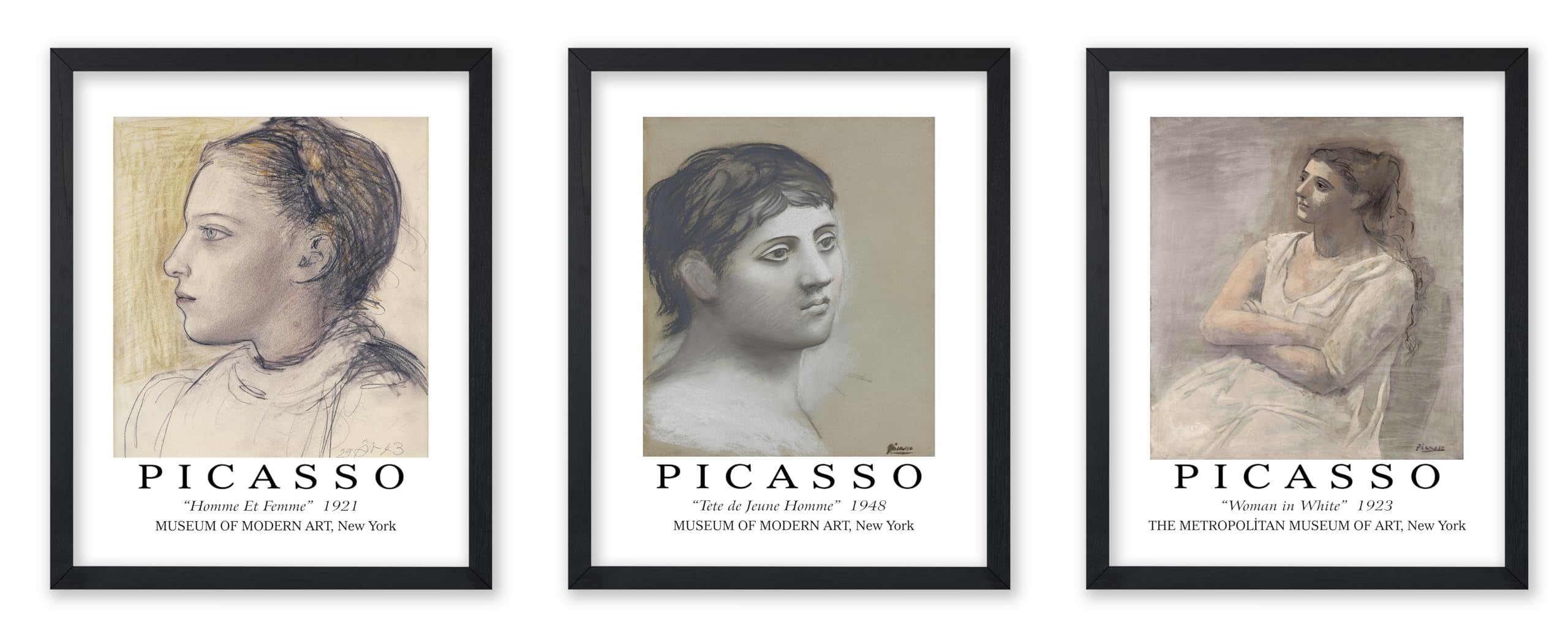 Poster Master 3-Piece Vintage Picasso Poster - Retro Portrait Print ...