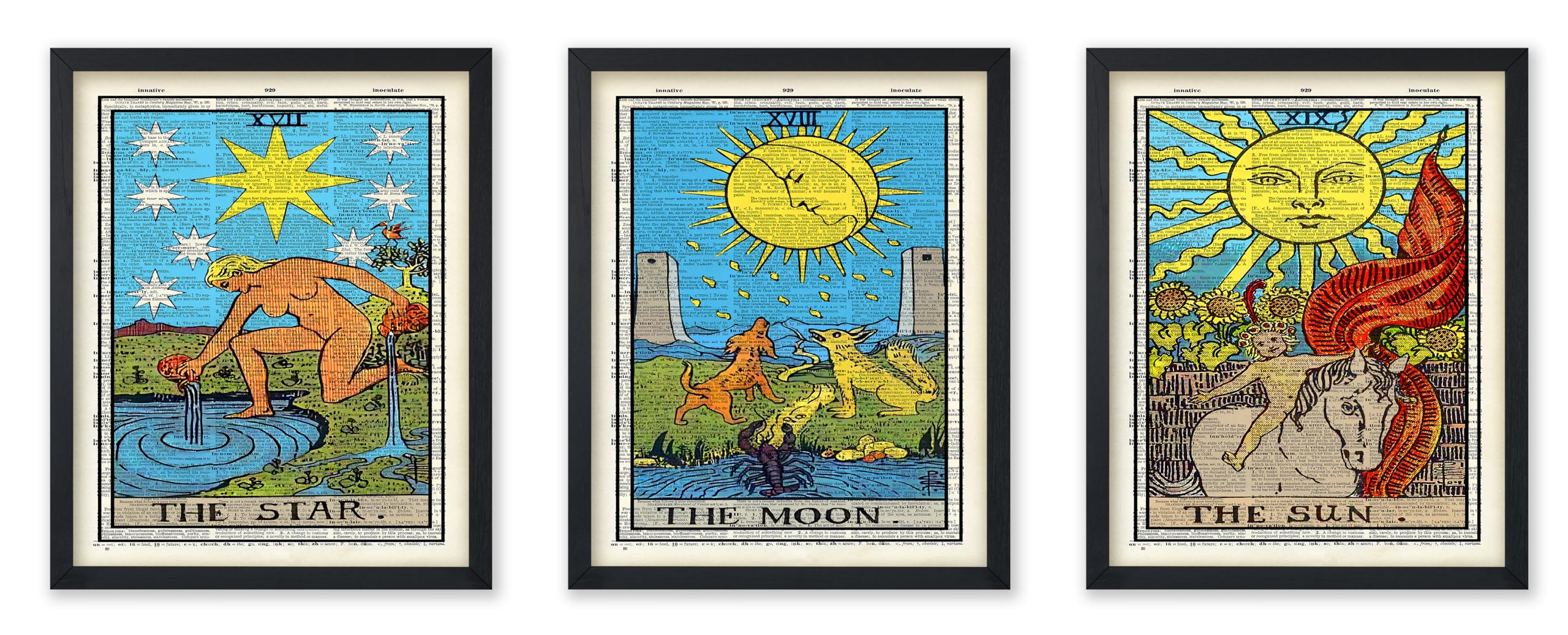 Poster Master 3-Piece Vintage Tarot Cards Poster - Retro Tarot Deck ...
