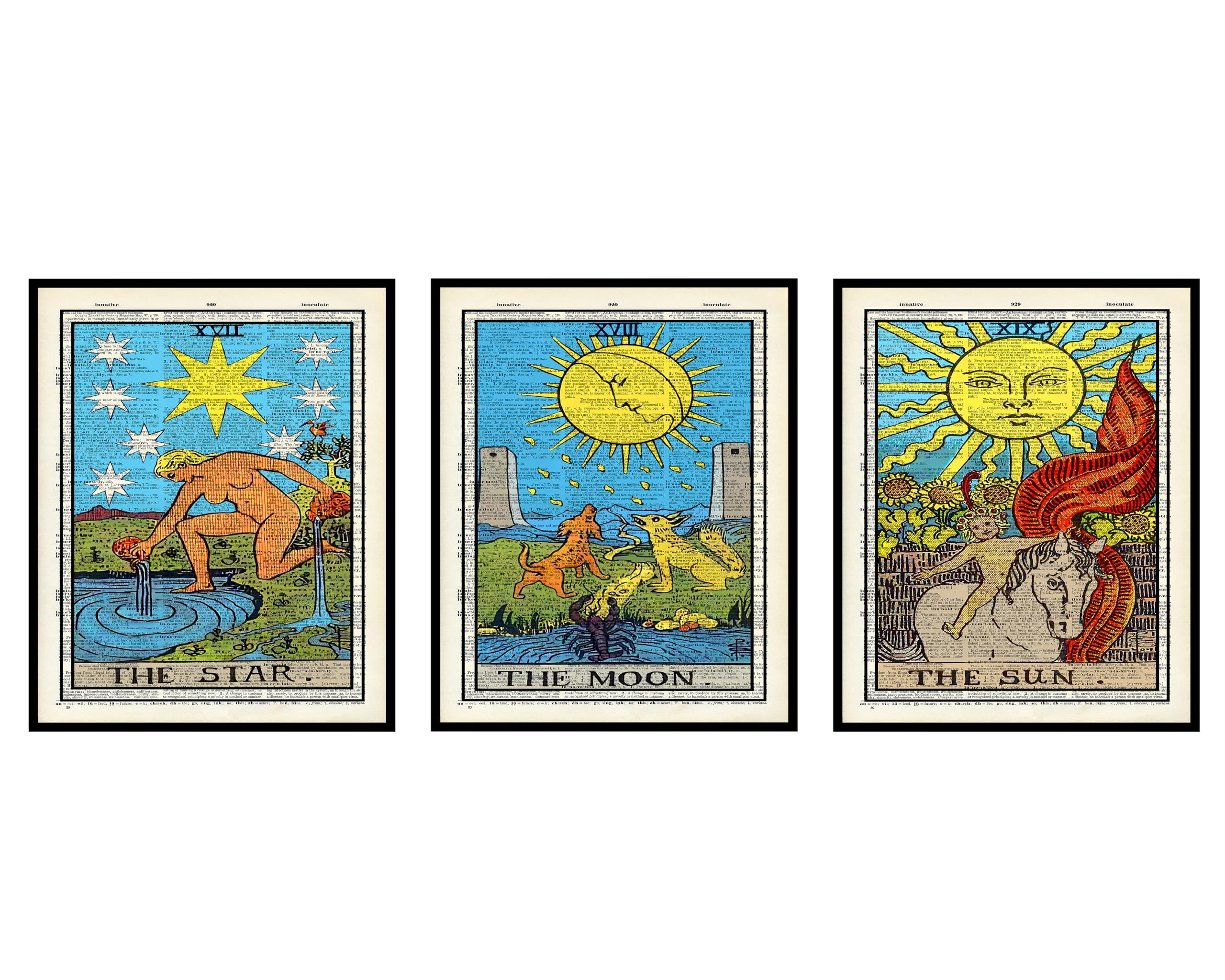 Poster Master 3-Piece Vintage Tarot Cards Poster - Retro Tarot Deck ...