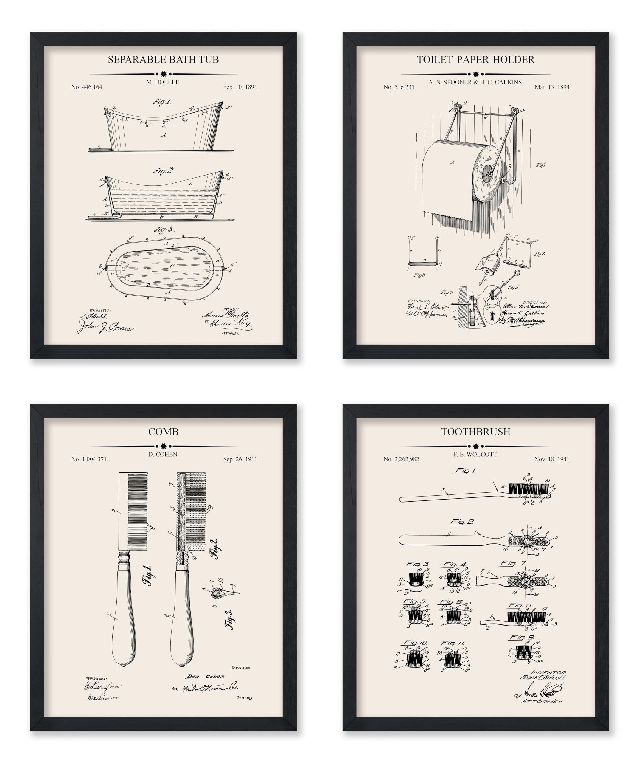 Poster Master 4-Piece Bath Tub Blueprint Poster - Toilet Paper Holder ...