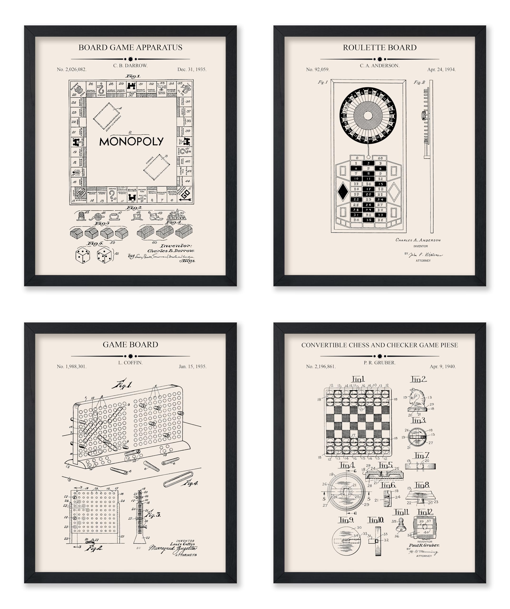 Poster Master 4-Piece Board Game Blueprint Poster - Gaming Patent Print ...