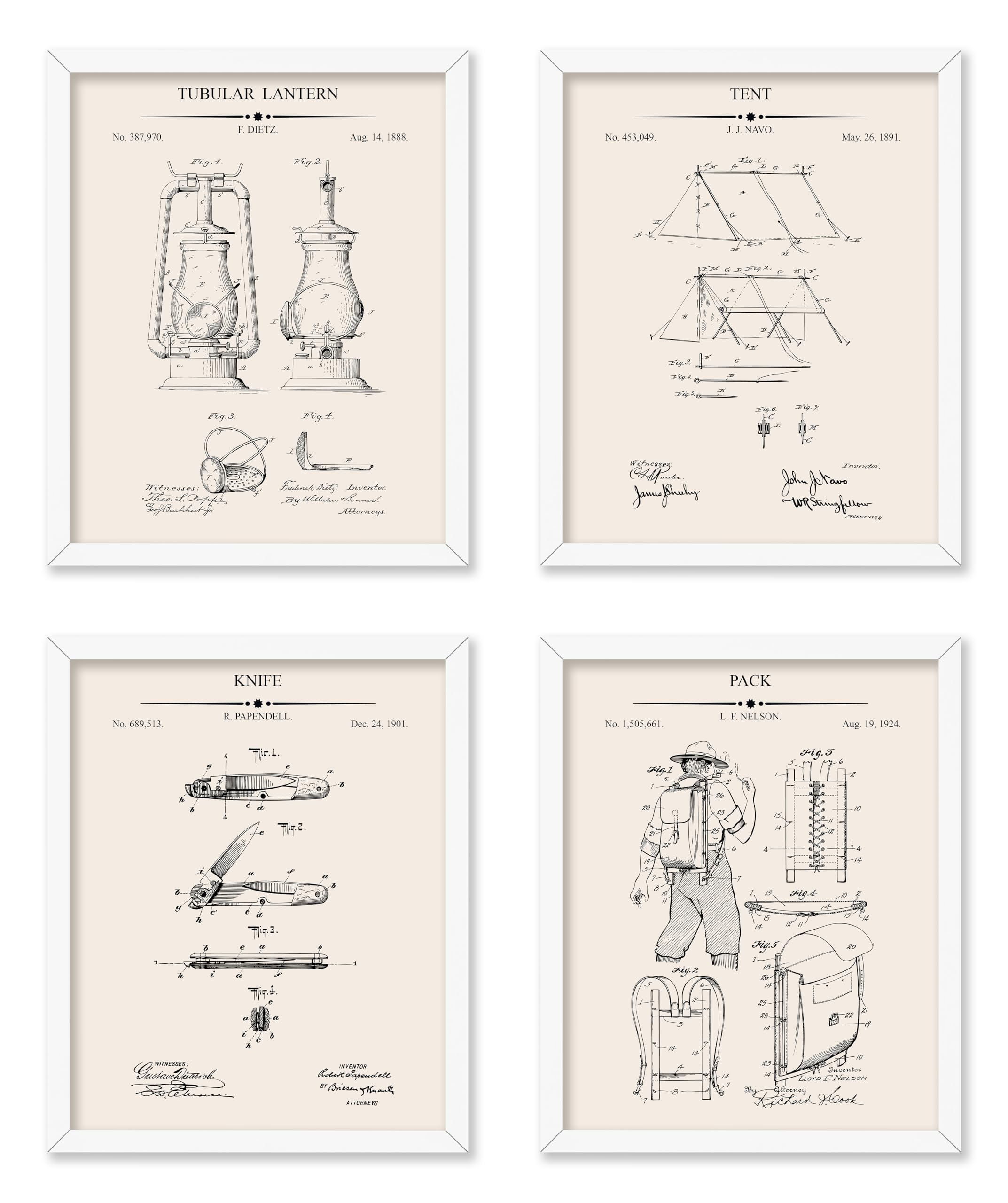 Poster Master 4-Piece Camping Blueprint Poster - Tubular Lantern Patent ...