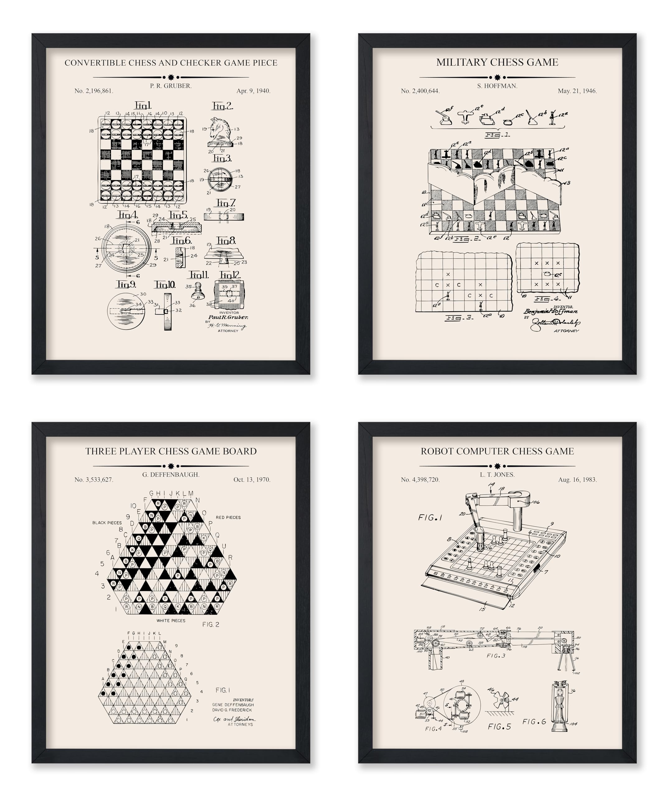 Poster Master 4-Piece Chess And Checkers Game Blueprint Poster ...