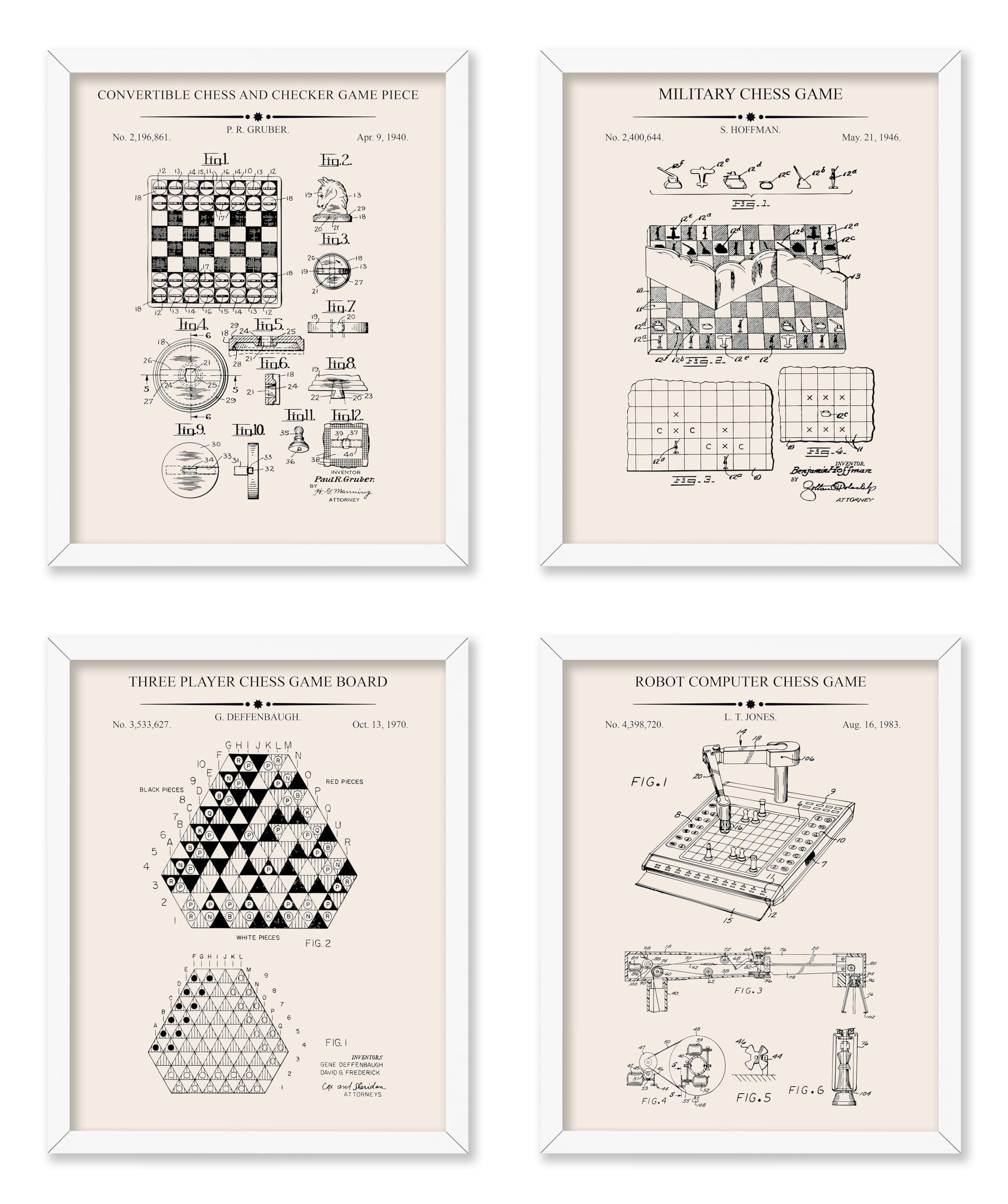 Poster Master 4-Piece Chess And Checkers Game Blueprint Poster ...