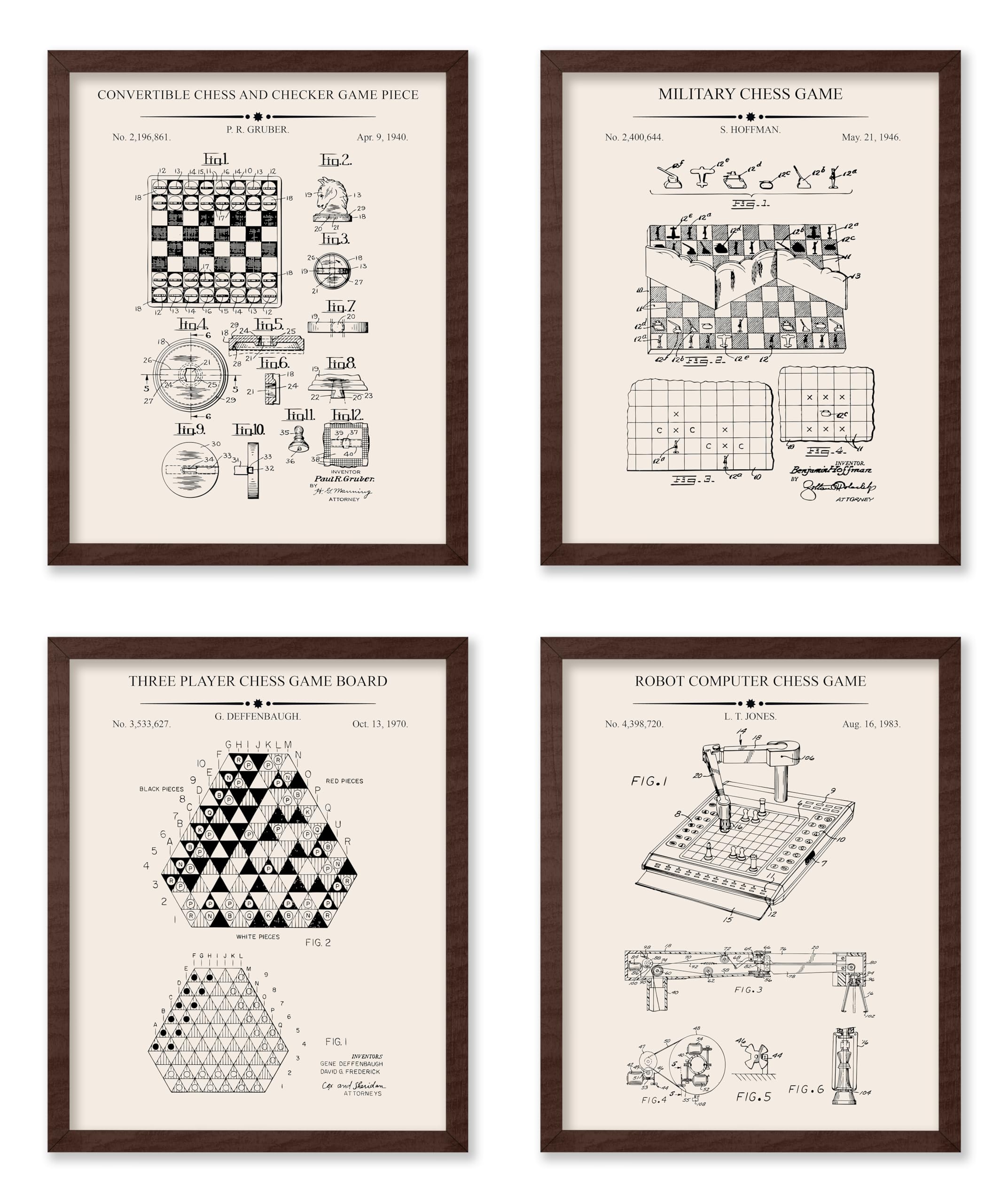 Poster Master 4-Piece Chess And Checkers Game Blueprint Poster ...