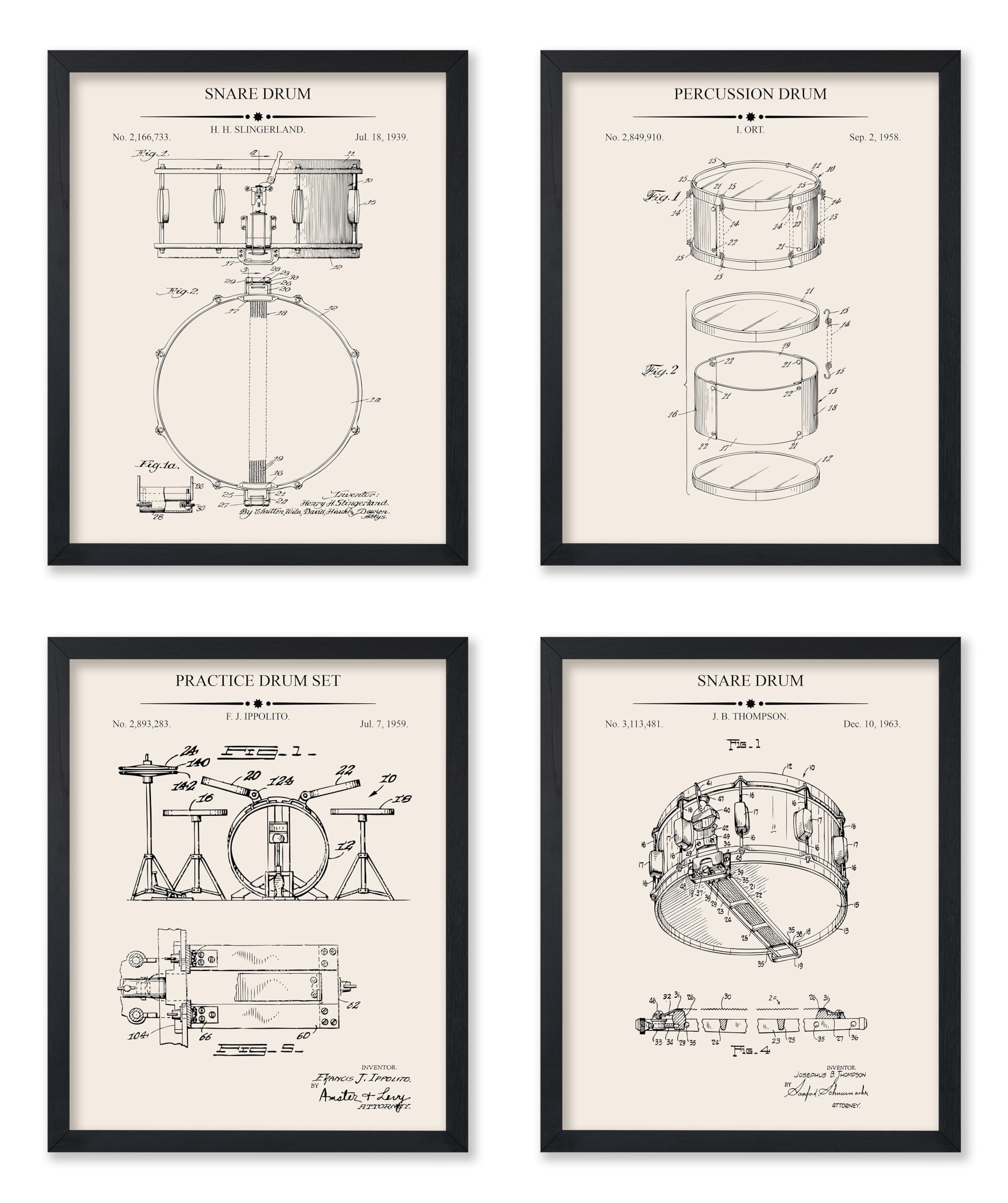Poster Master 4-Piece Drum Set Blueprint Poster - Drum Set Patent Print ...