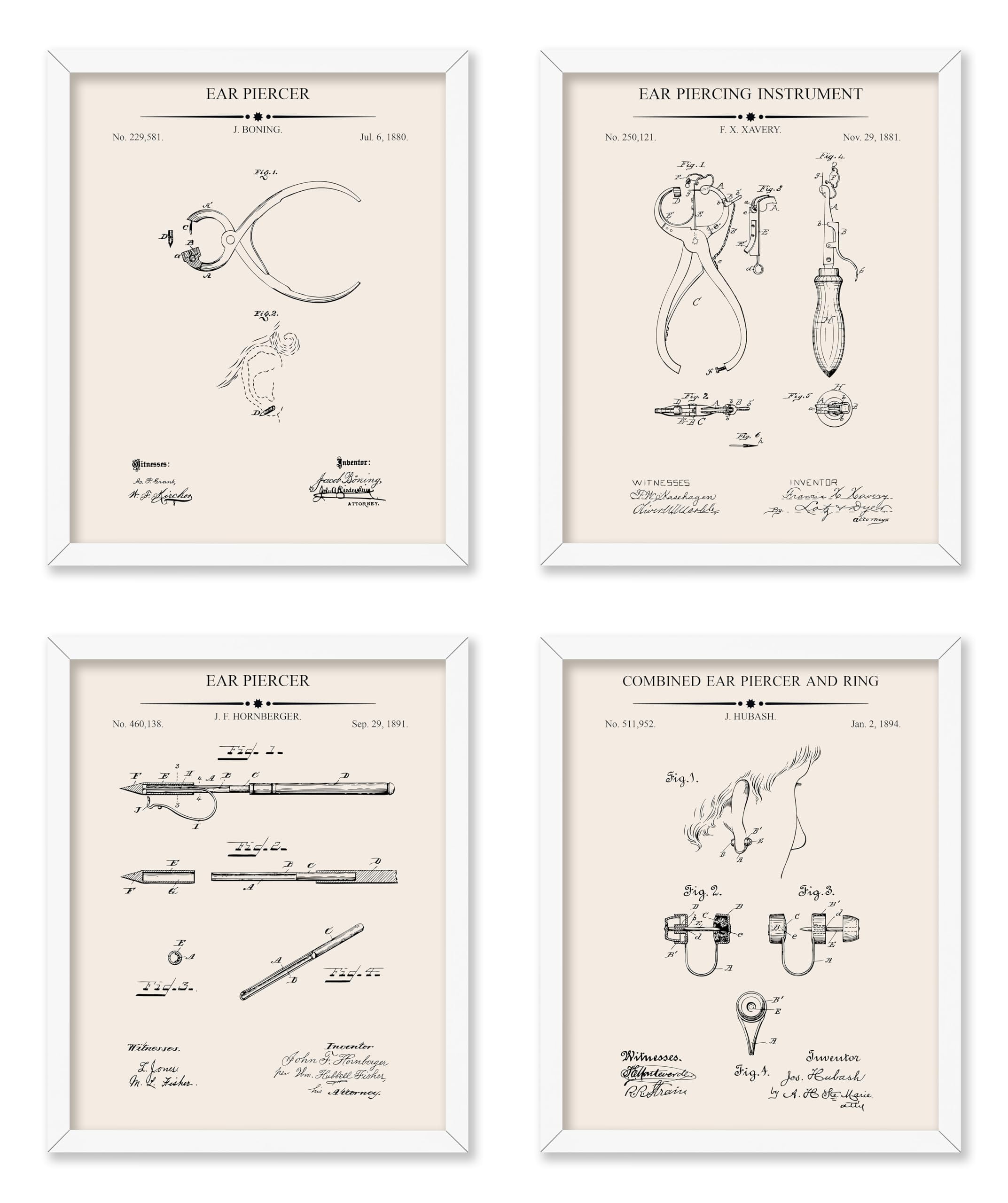 Poster Master 4-Piece Ear Piercing Blueprint Poster - Ear Piercer ...
