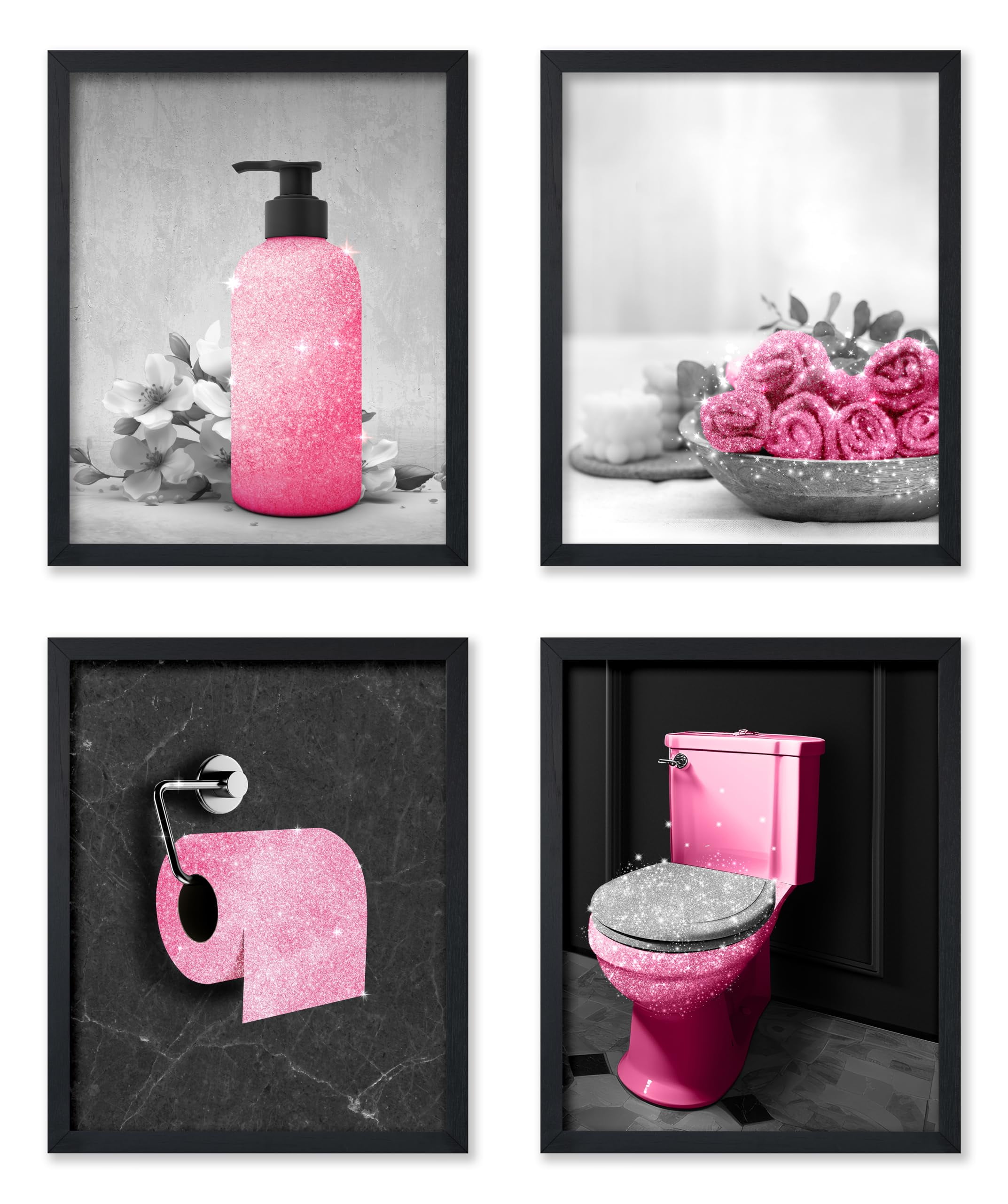 Poster Master 4-Piece Fashion Poster - Hush Print - Black & Pink ...