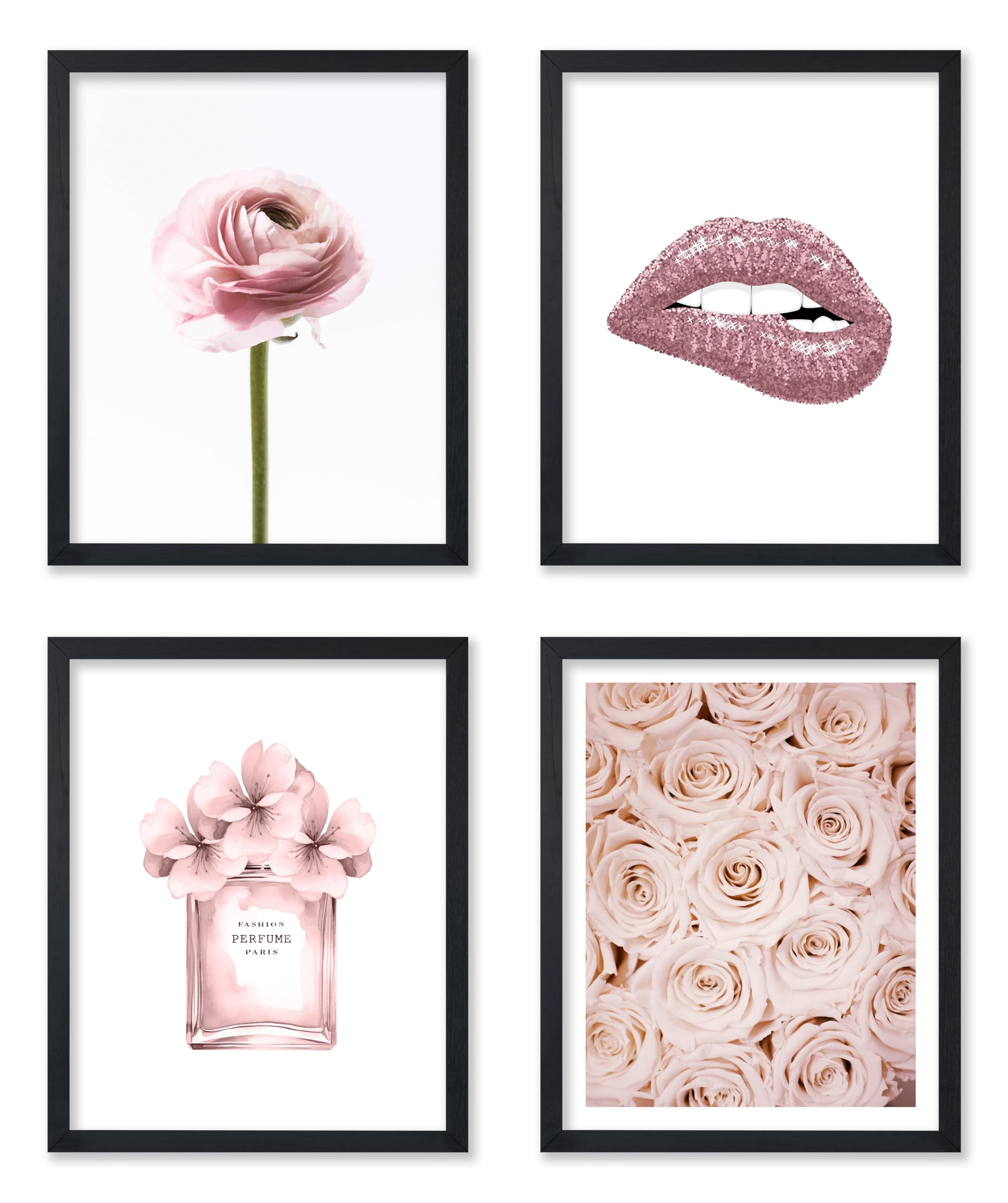 Poster Master 4-Piece Fashion Poster - Perfume Print - Pink Rose Art ...