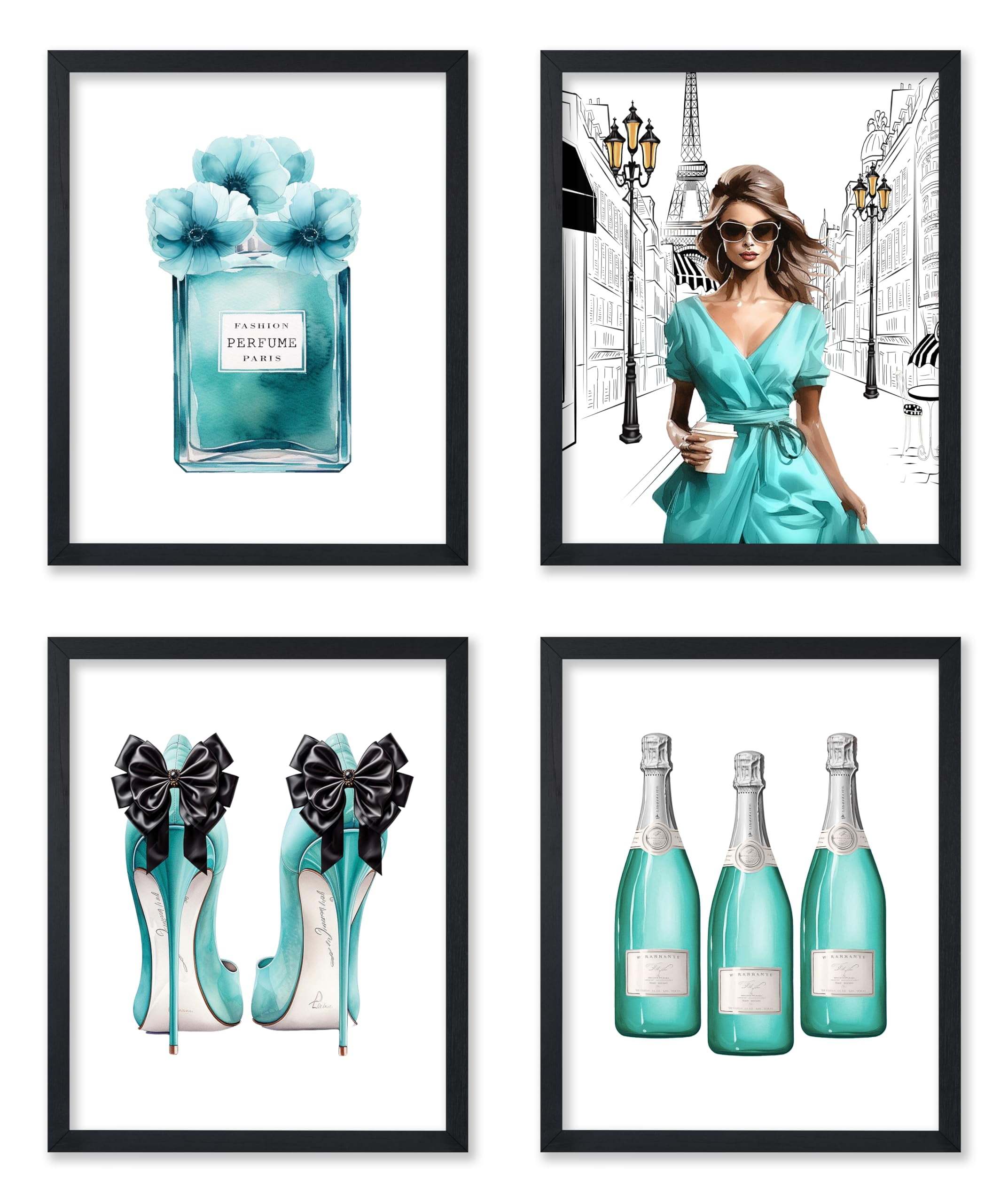 Poster Master 4-Piece Fashion Poster - Turquoise Blue Designer Print ...