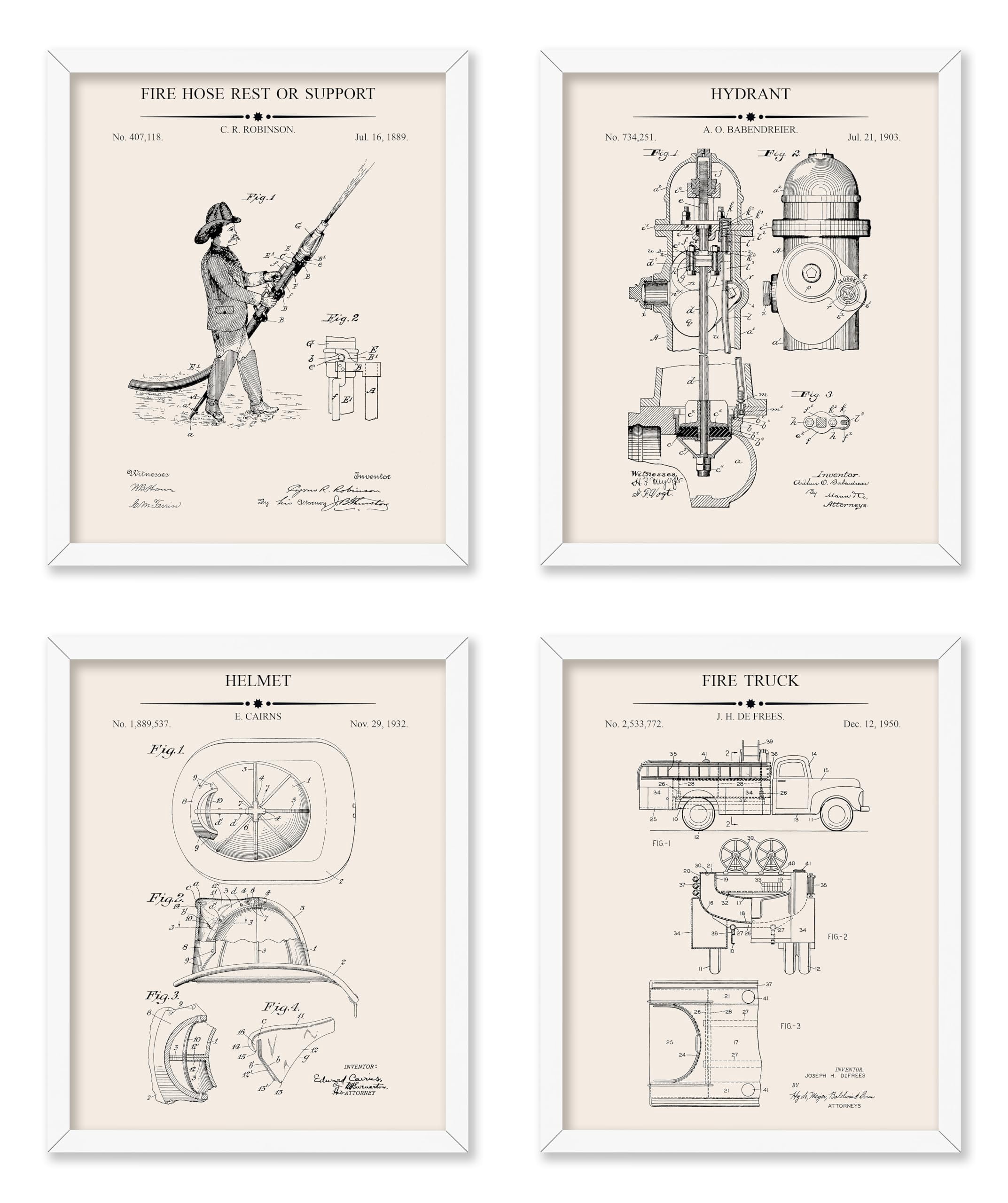 Poster Master 4-Piece Fireman Blueprint Poster - Fire Hose Support ...