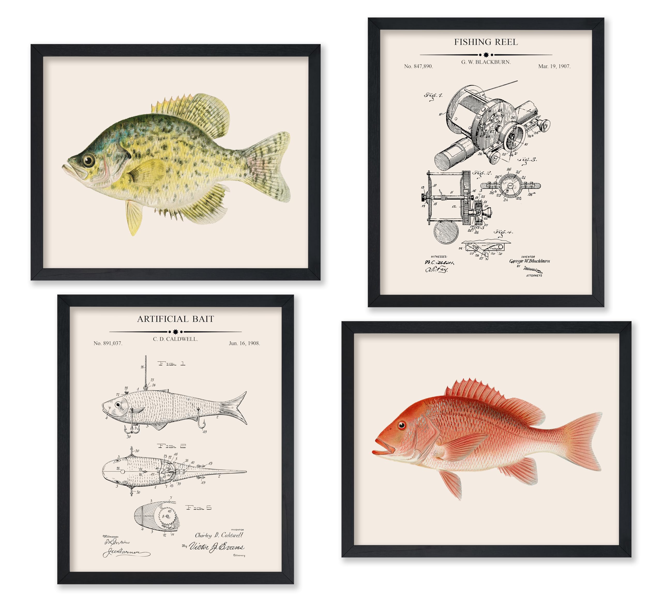 Poster Master 4-Piece Fishing Blueprint Poster - Fishing Lure Patent ...
