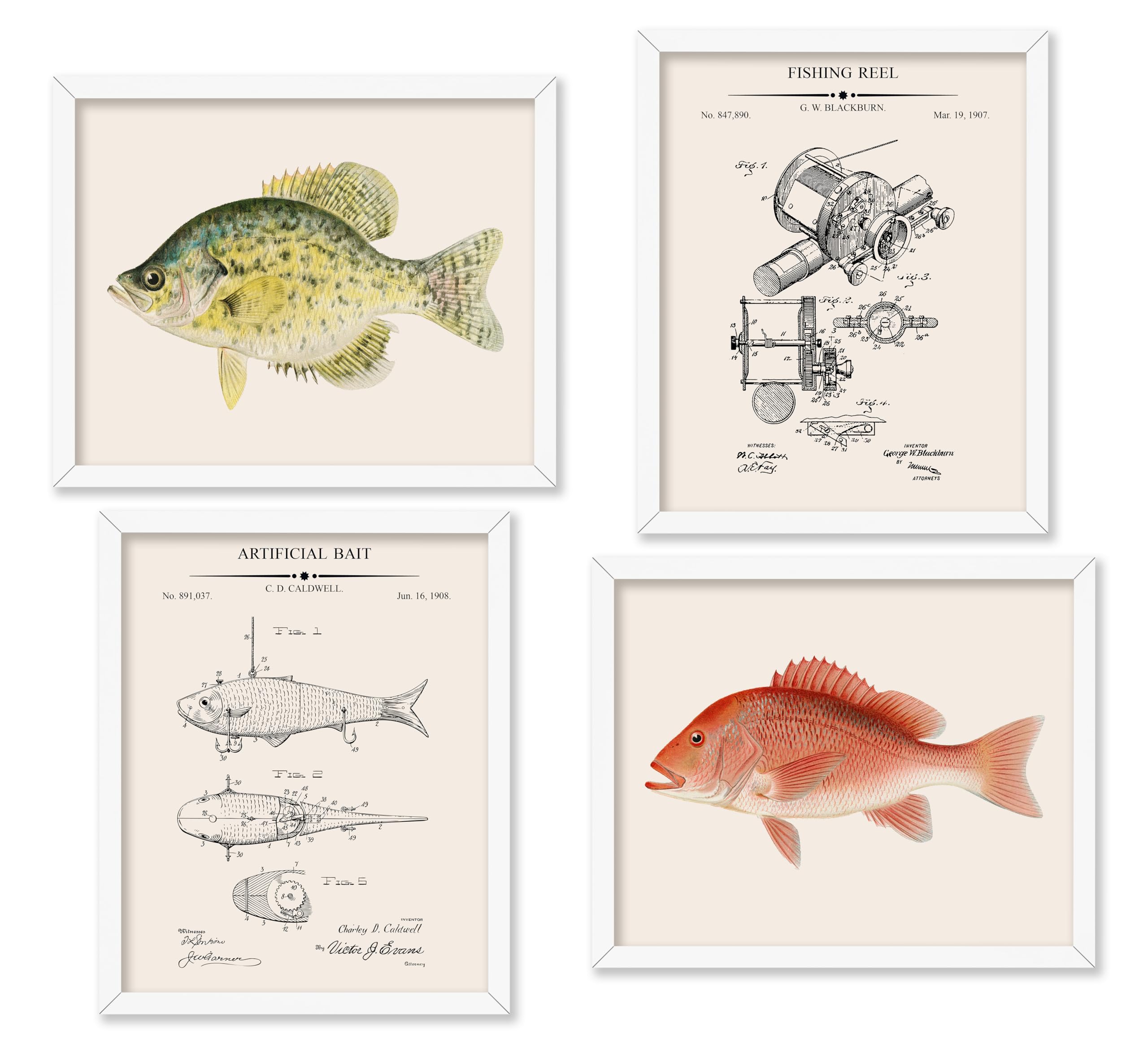 Poster Master 4-Piece Fishing Blueprint Poster - Fishing Lure Patent ...