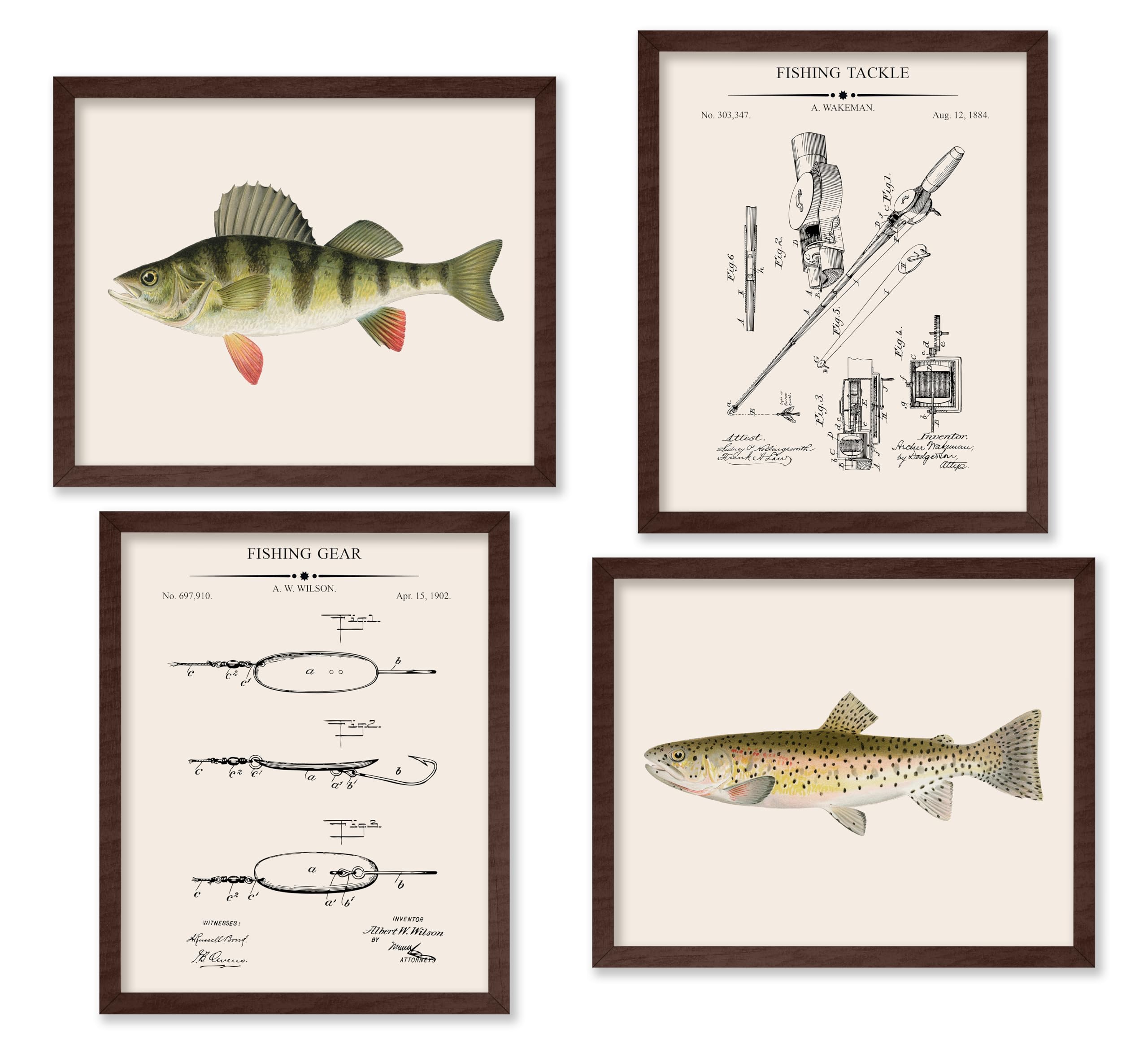 Poster Master 4-Piece Fishing Blueprint Poster - Fishing Reel Patent ...