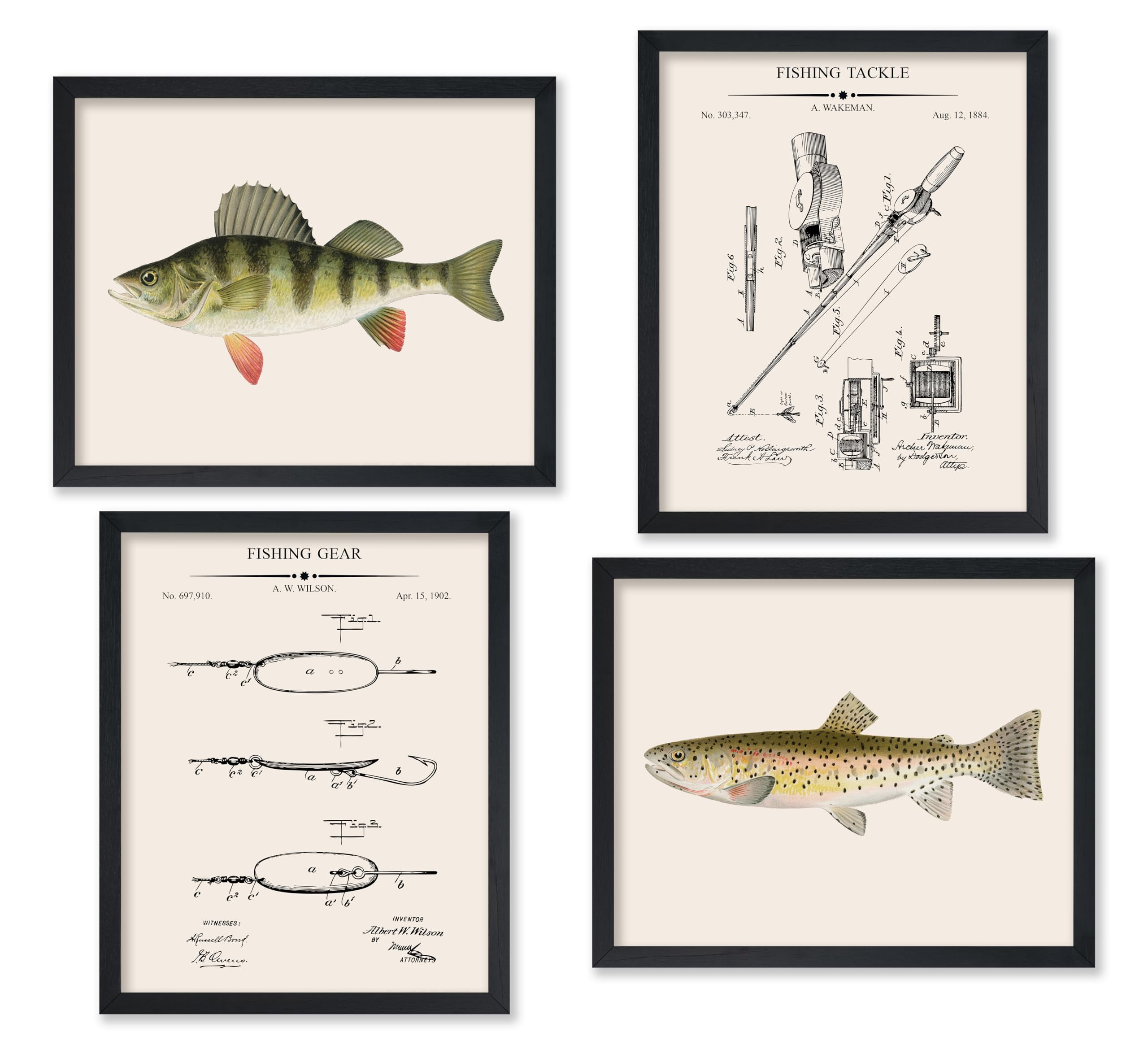 Poster Master 4-Piece Fishing Blueprint Poster - Fishing Reel Patent ...