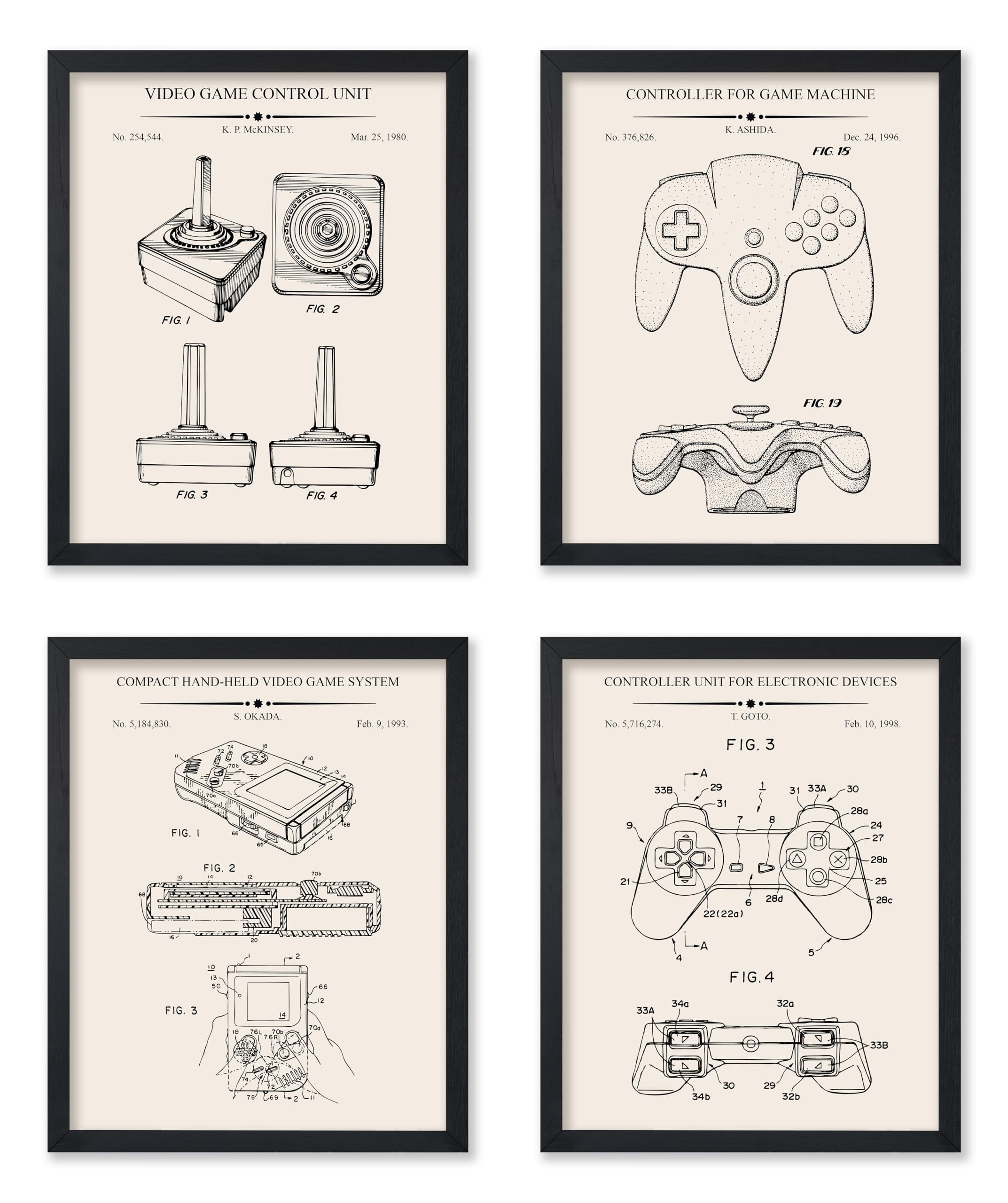 Poster Master 4-Piece Gaming Blueprint Poster - Video Game Patent Print ...
