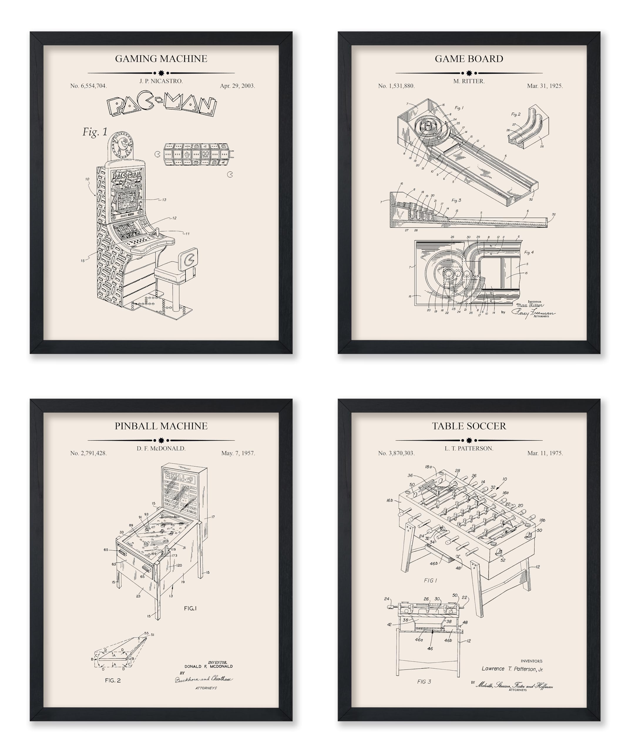 Poster Master 4-Piece Gaming Machines Blueprint Poster - Game Patent ...