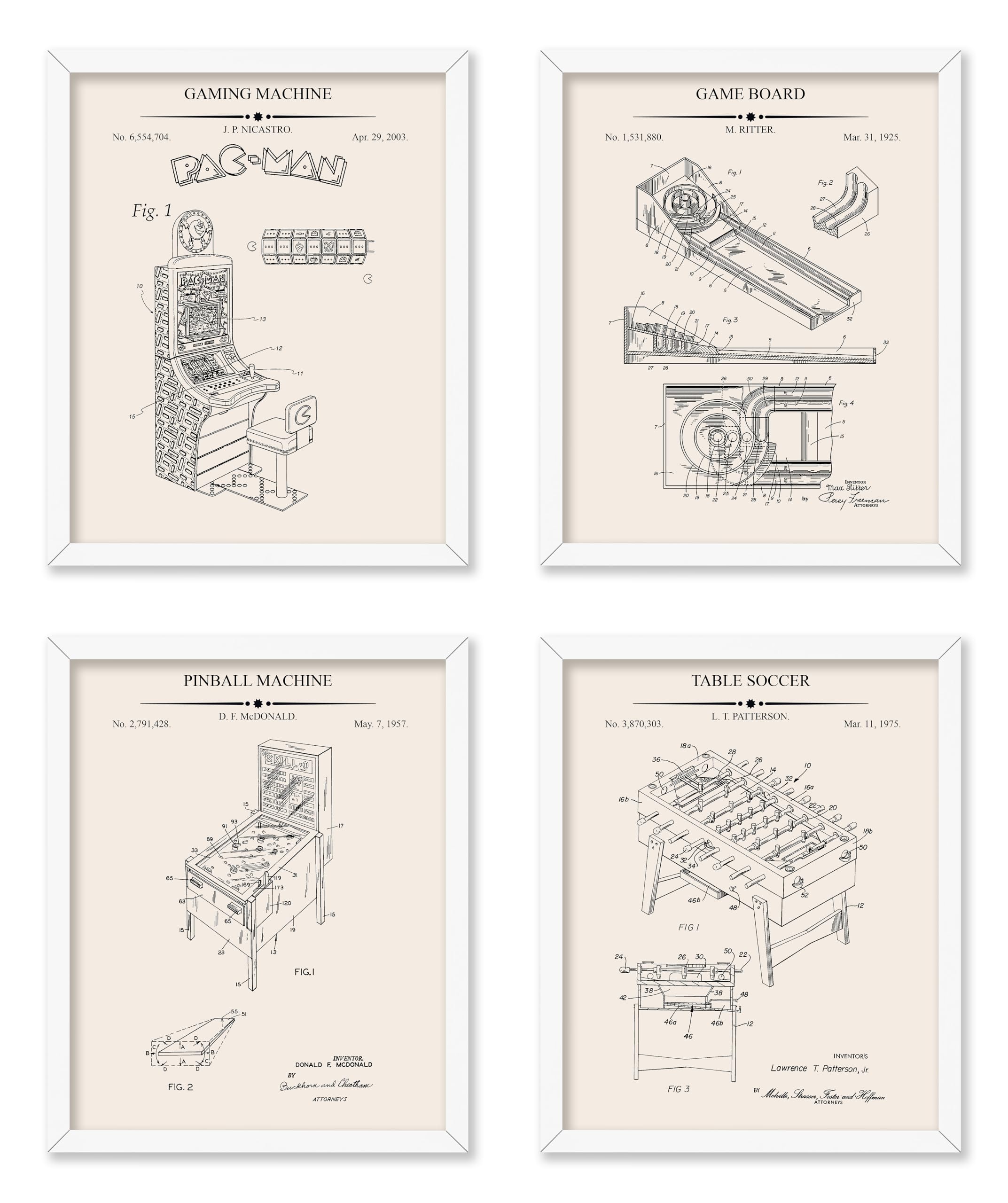 Poster Master 4-Piece Gaming Machines Blueprint Poster - Game Patent ...