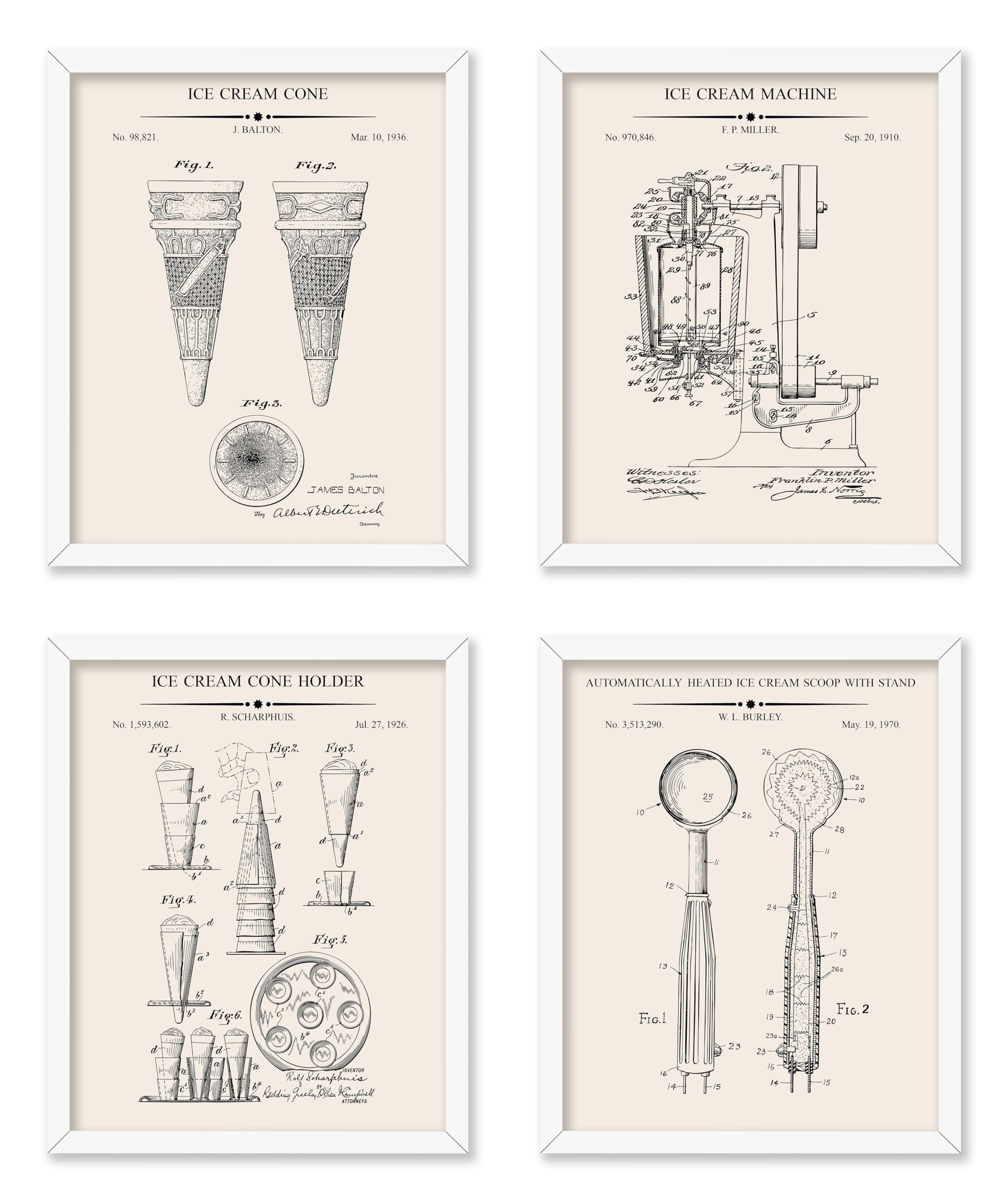 Poster Master 4-Piece Ice Cream Blueprint Poster - Ice Cream Machine ...