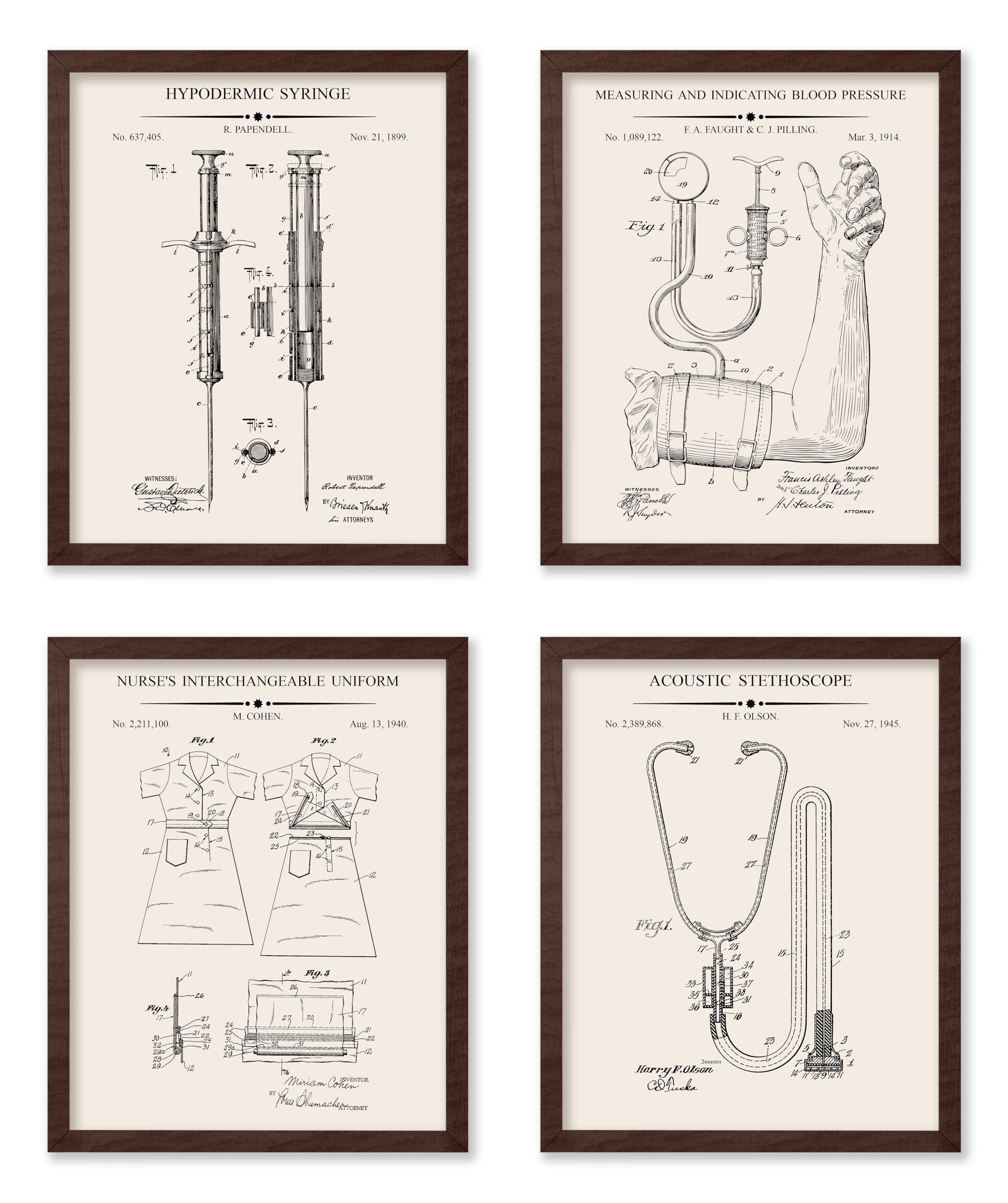 Poster Master 4-Piece Medical Blueprint Poster - Syringe Patent Print ...