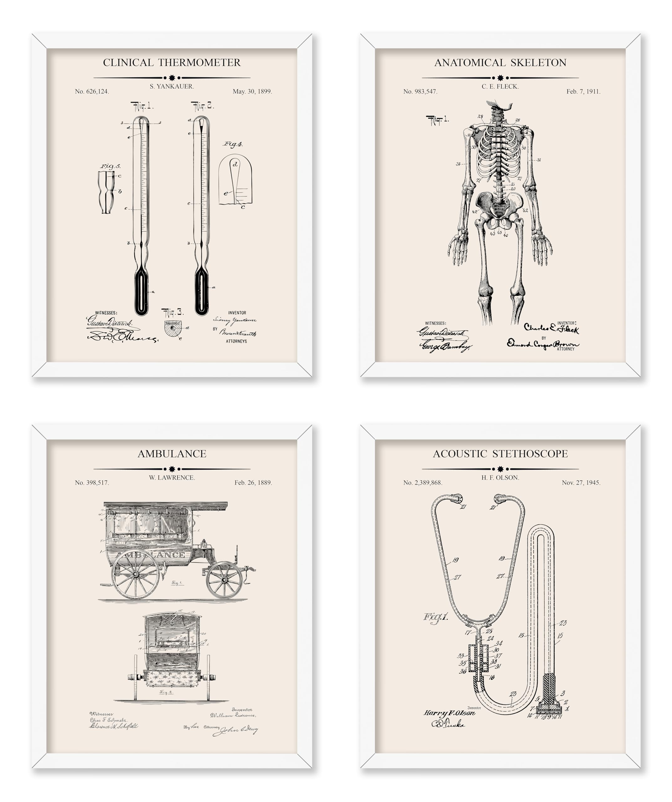 Poster Master 4-Piece Medical Blueprint Poster - Thermometer Patent ...
