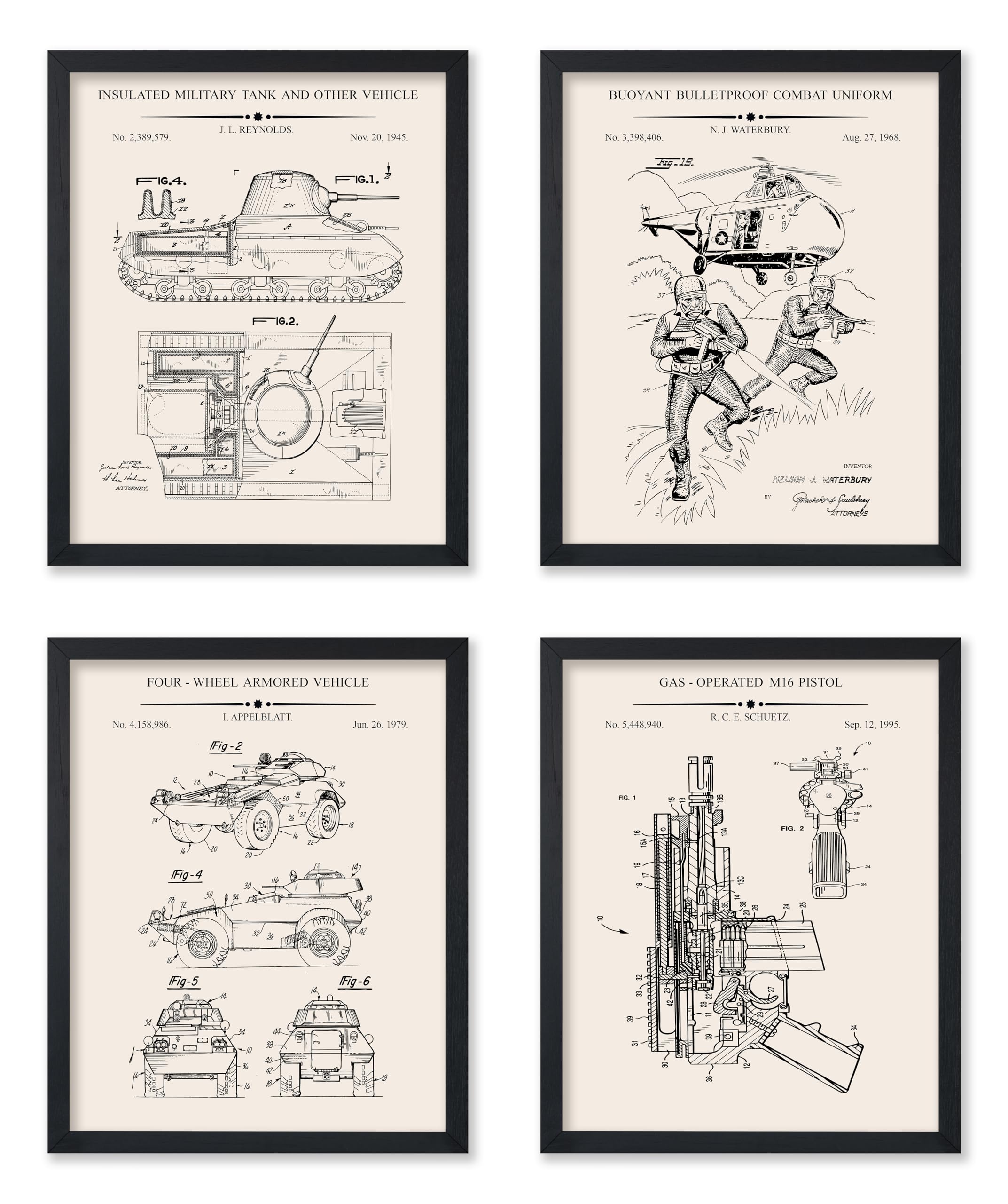 Poster Master 4-Piece Military Blueprint Poster - Tank Patent Print ...