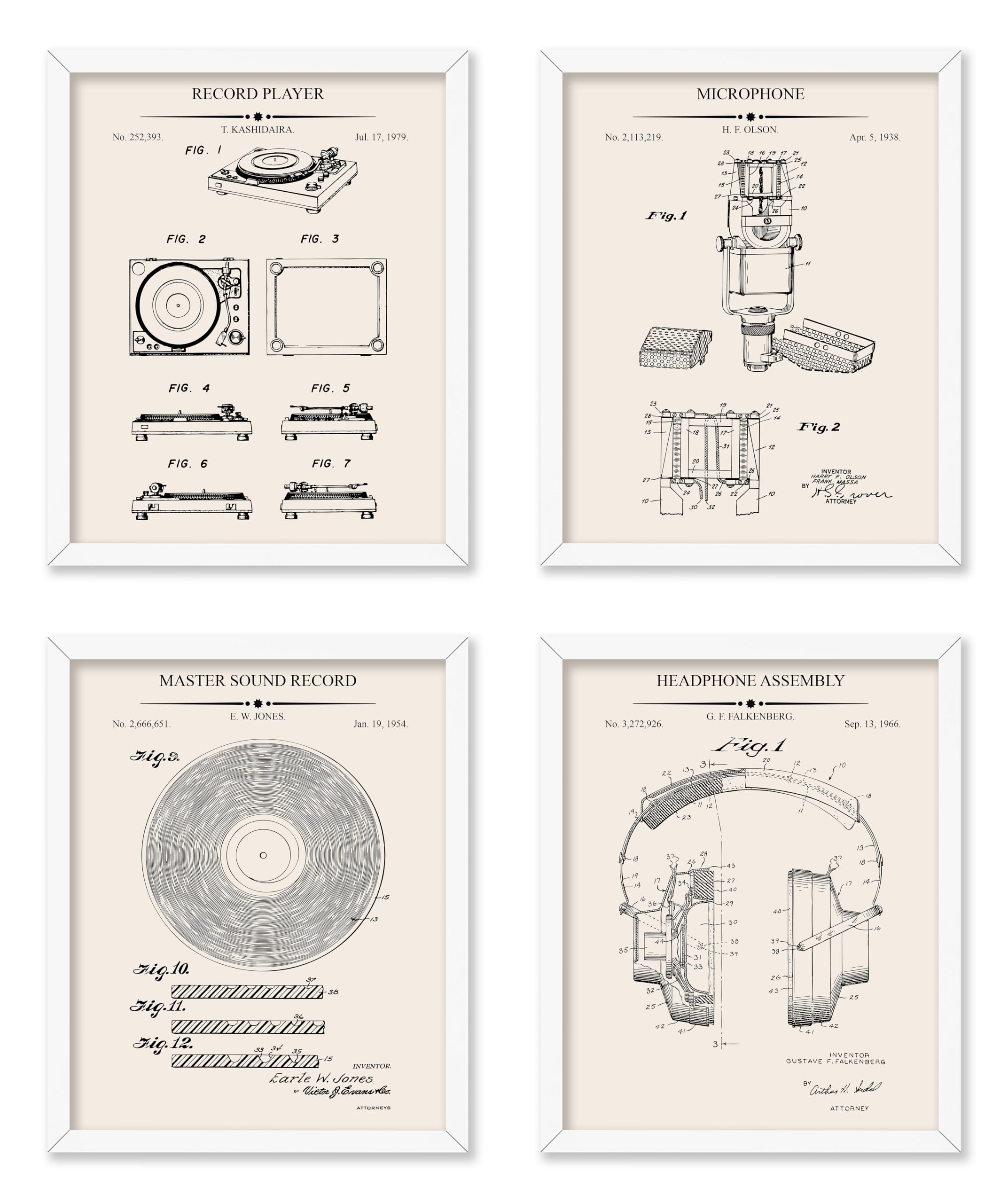 Poster Master 4-Piece Music Blueprint Poster - Patent Print - Turntable ...